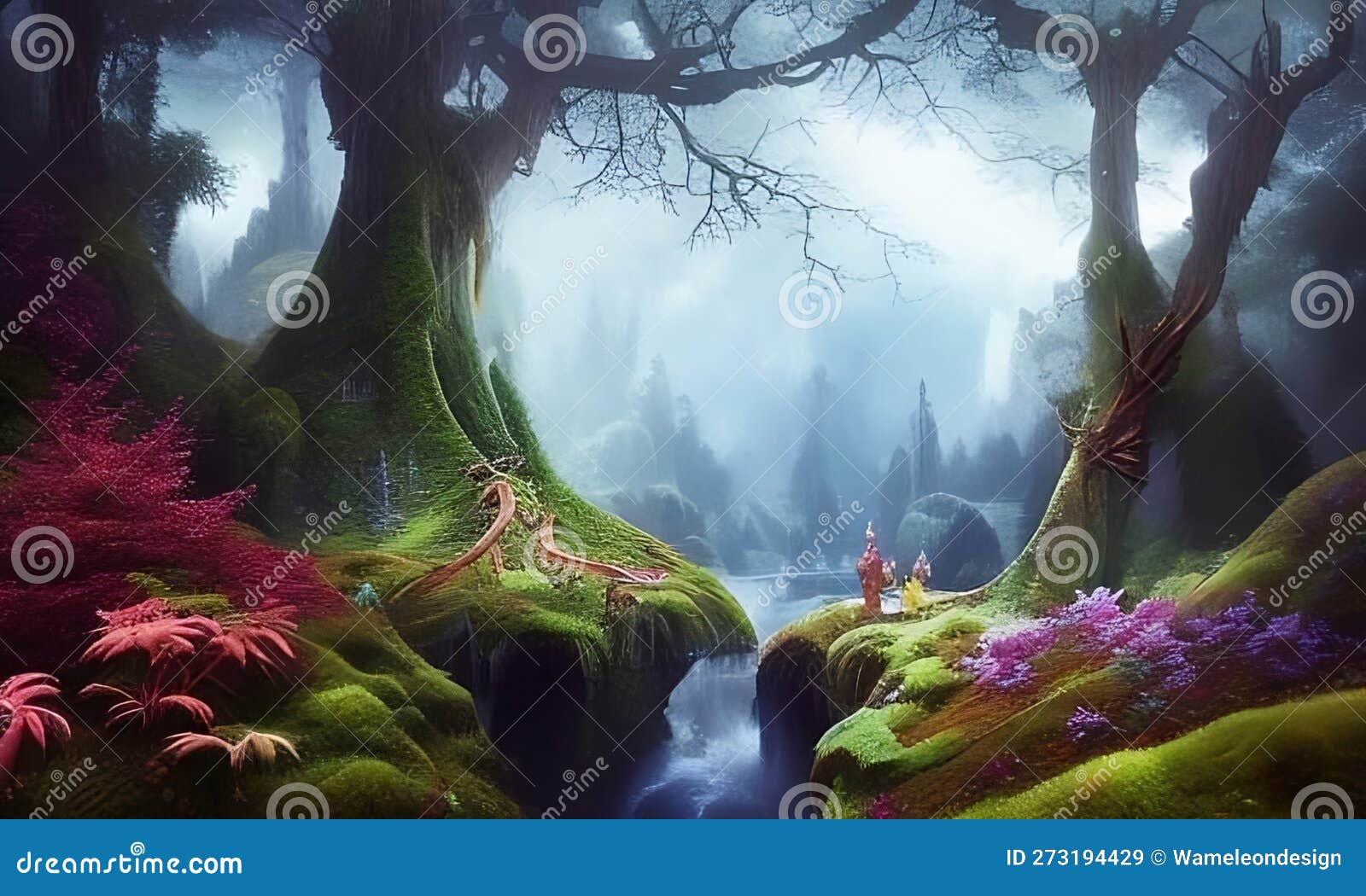 Fantasy Enchanted Landscape Dense Forest. Generative AI Stock ...