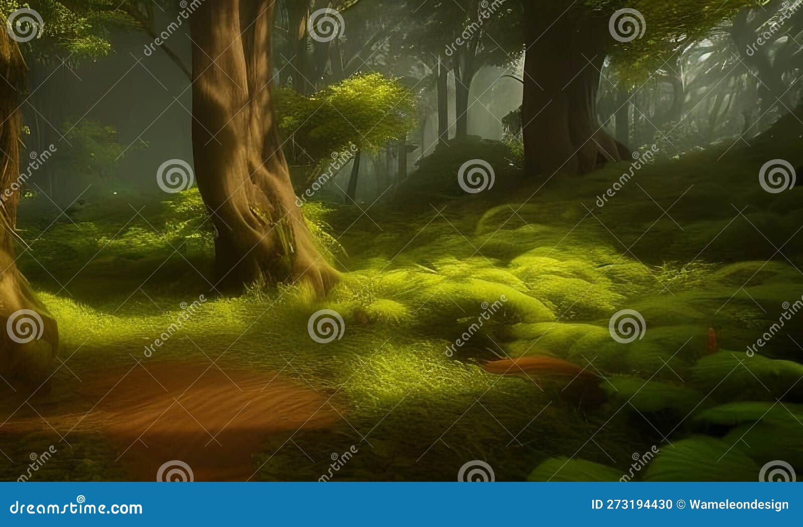 Fantasy Enchanted Landscape Dense Forest. Generative AI Stock ...