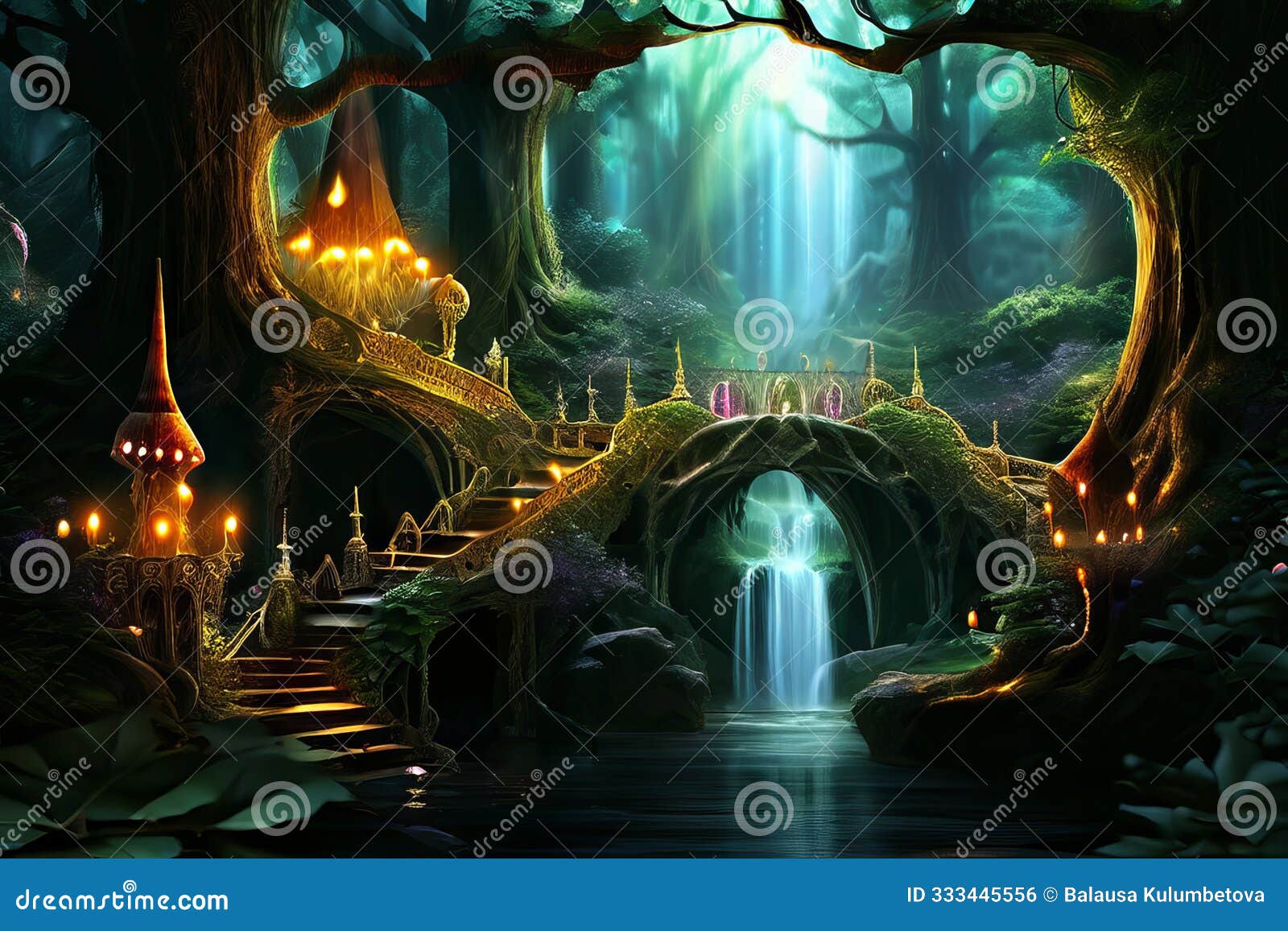 Fantasy Enchantment Rich Colors Mythical Creatures and Stock Photo ...