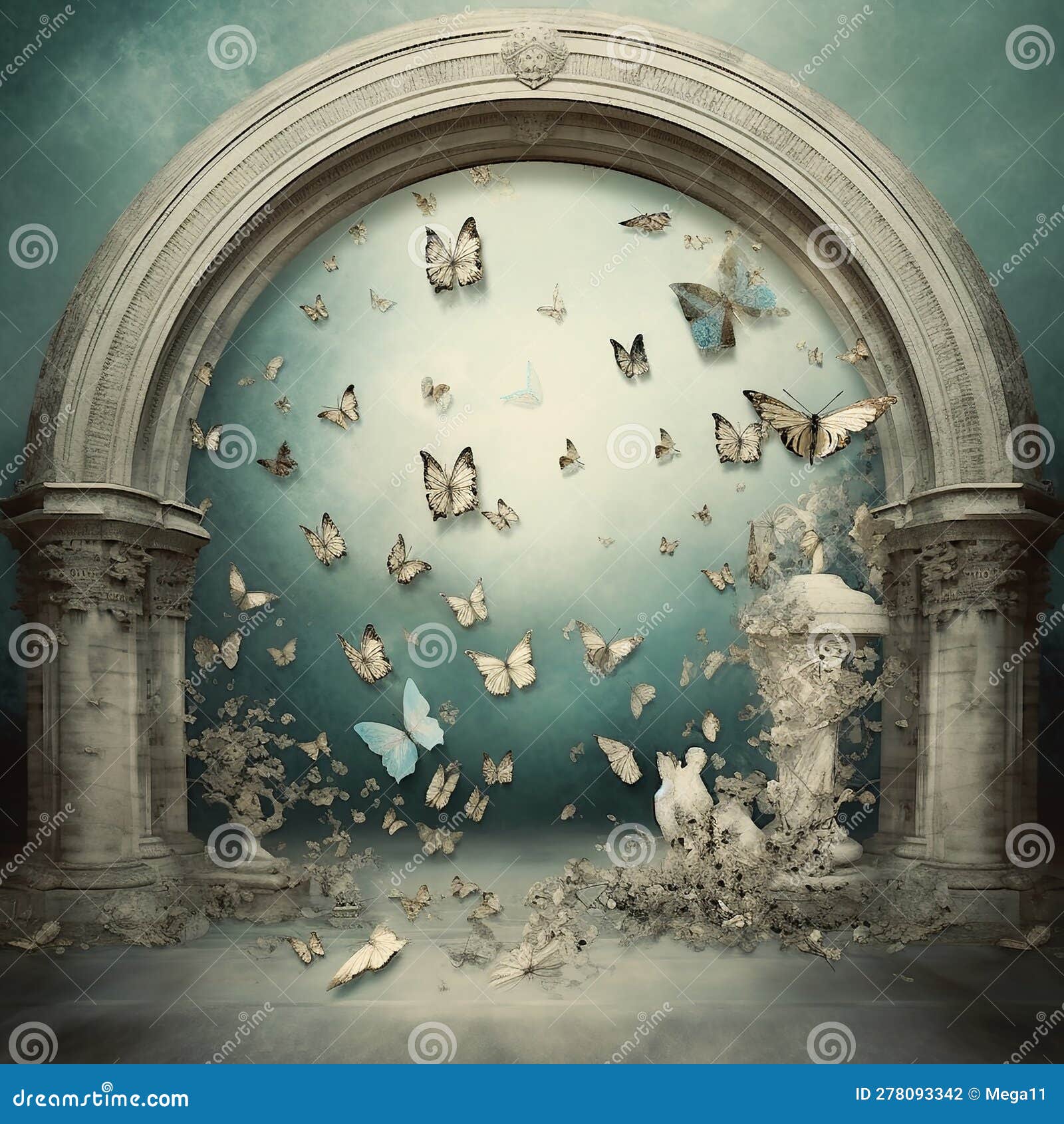 Generative AI: Fantasy Escene With Butterfly And Delicate Structure In ...