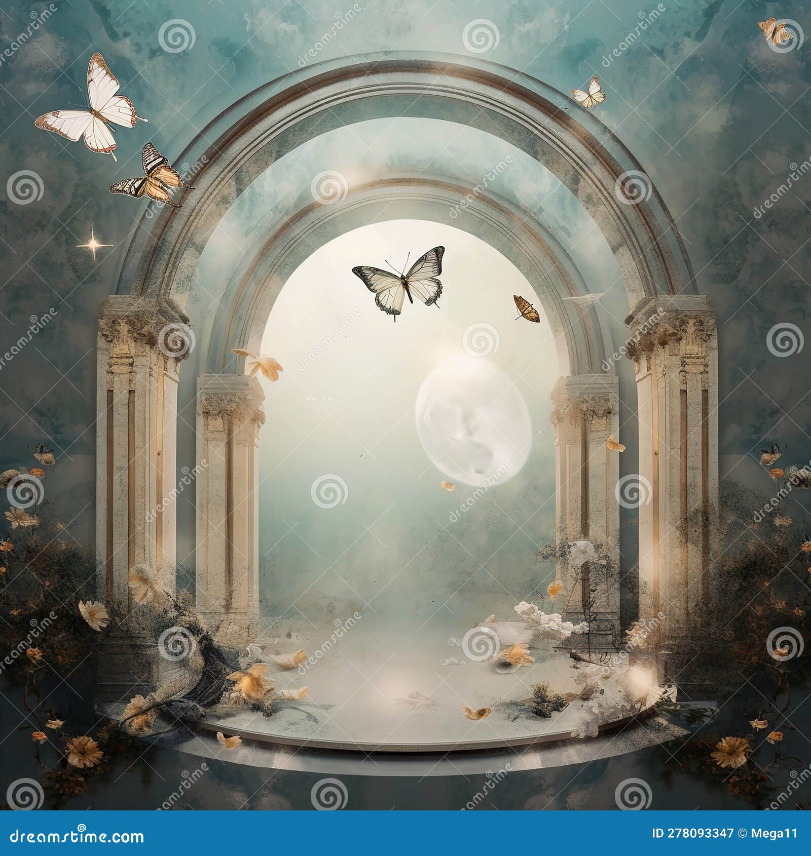 Generative AI: Fantasy Escene with Butterfly and Delicate Structure in ...