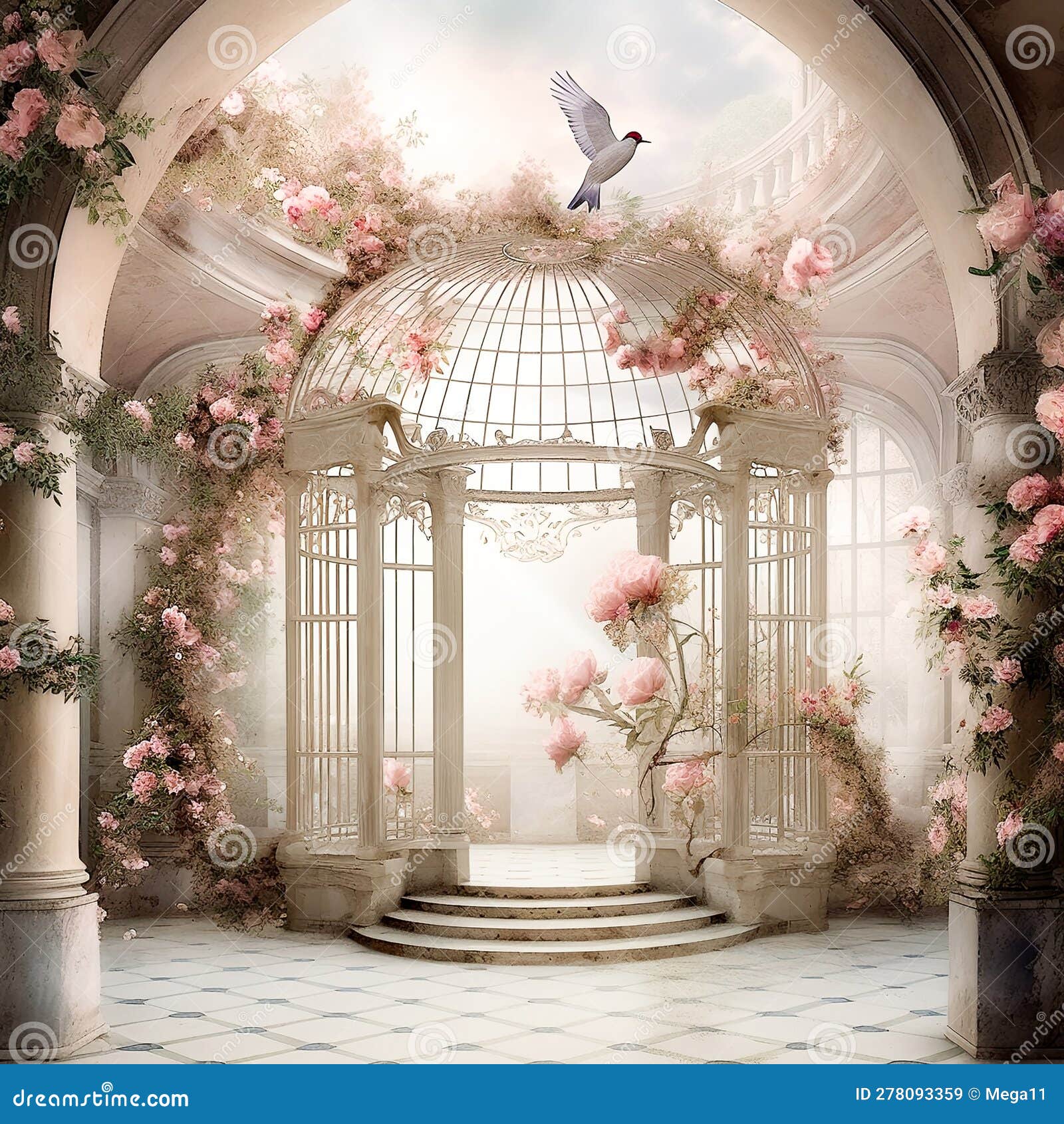 Generative AI: Fantasy Escene With Butterfly And Delicate Structure In ...