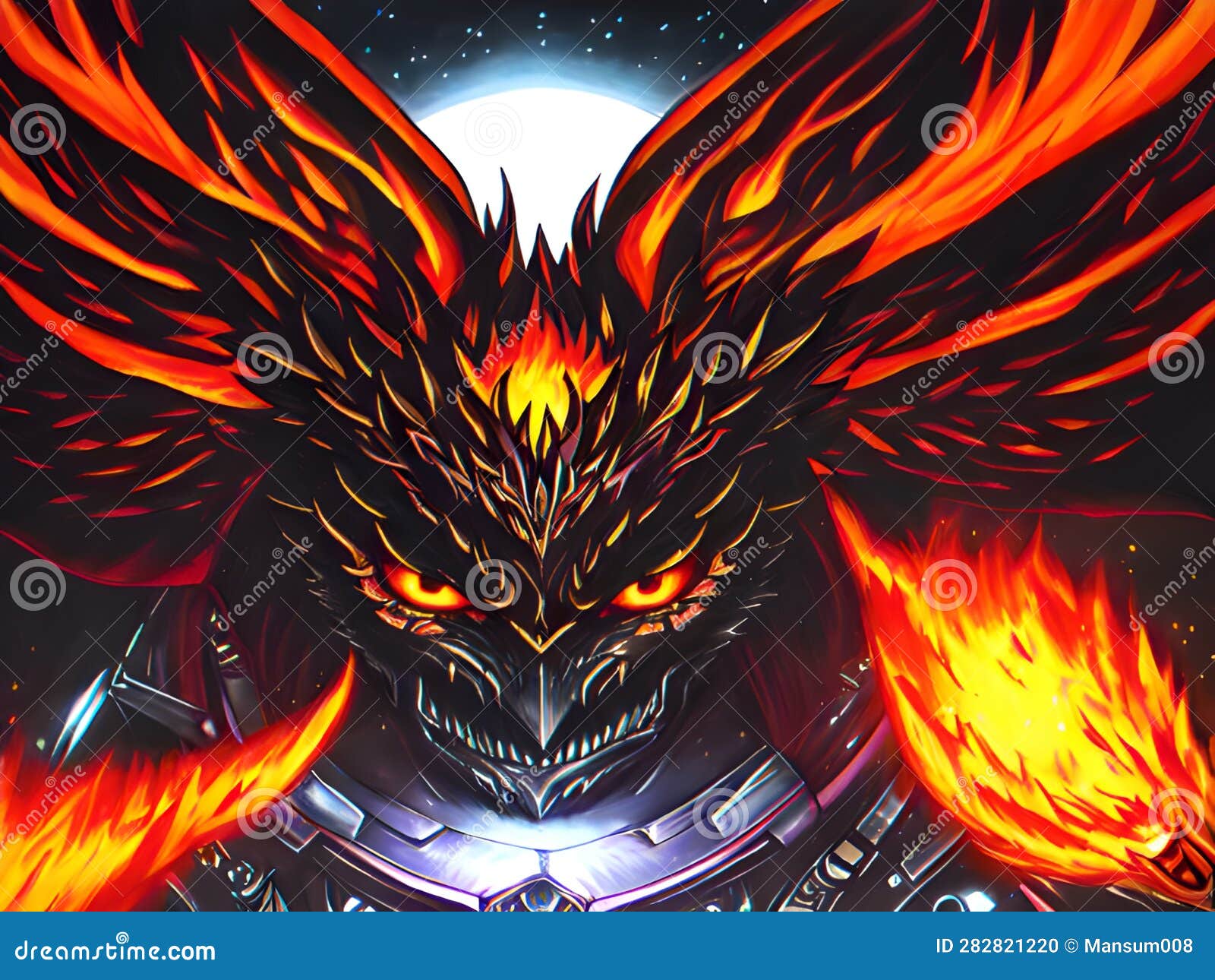 Fantasy Evil Fire Monster, Abstract Background, Ai Generated Stock ...