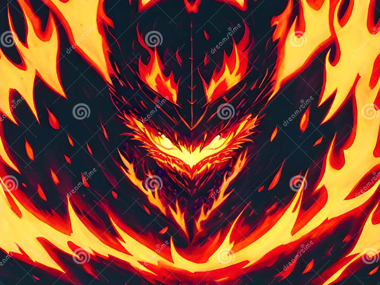 Fantasy Evil Fire Monster, Abstract Background, AI Generated Stock ...