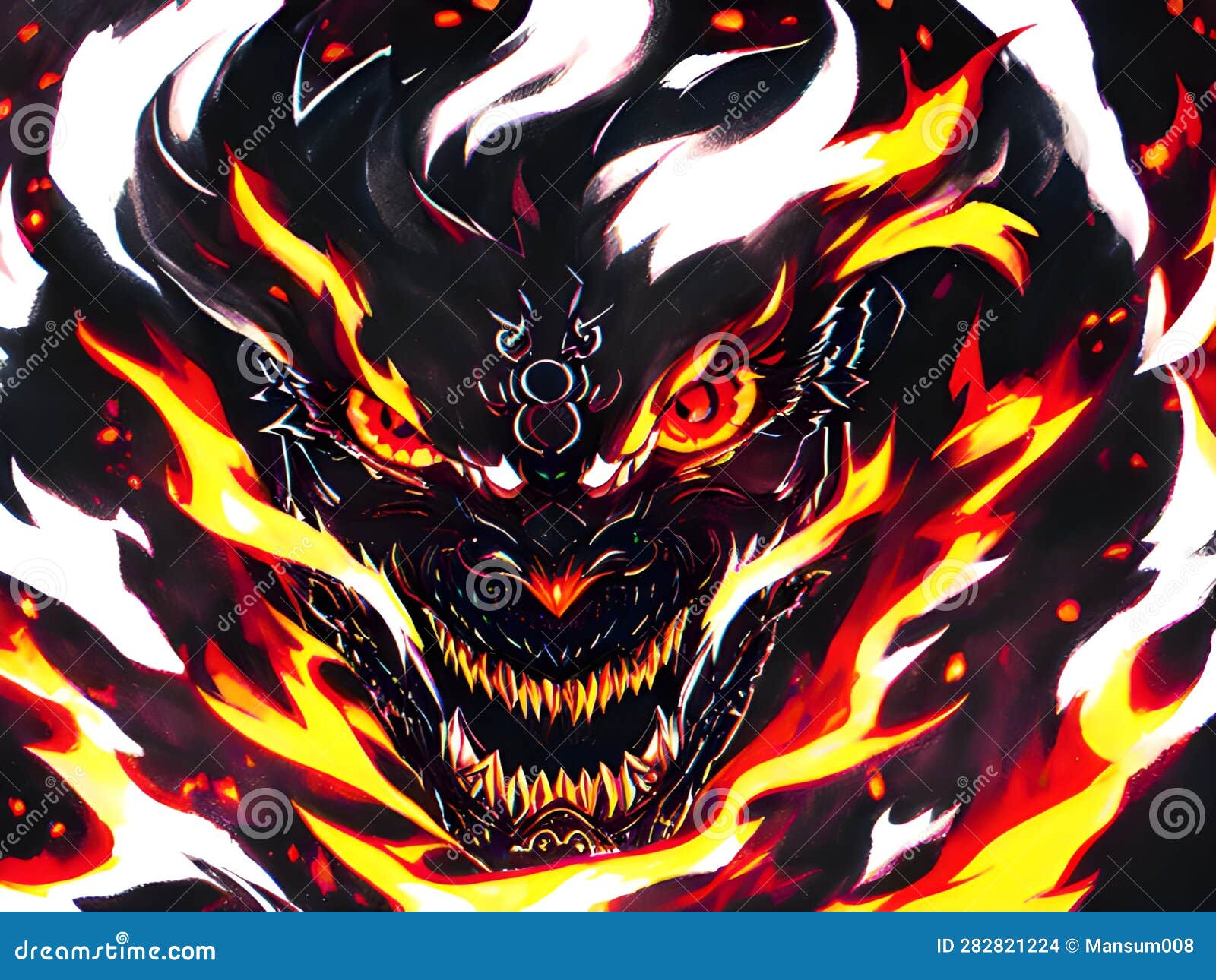 Fantasy Evil Fire Monster, Abstract Background, AI Generated Stock ...