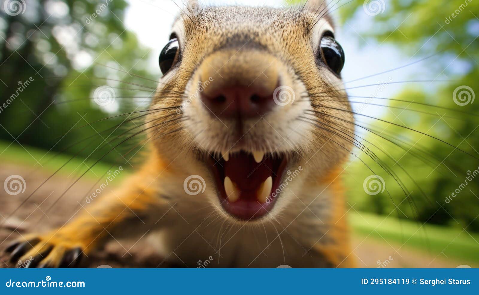 A Fantasy Evil Squirrel With Its Mouth Open And Teeth Showing Ai Stock Image Image Of