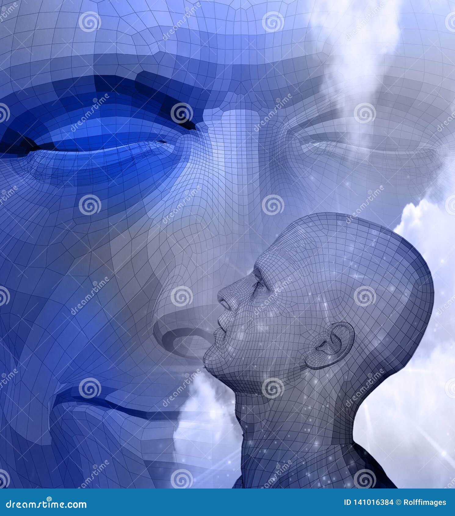 Fantasy faces stock illustration. Illustration of digital - 141016384