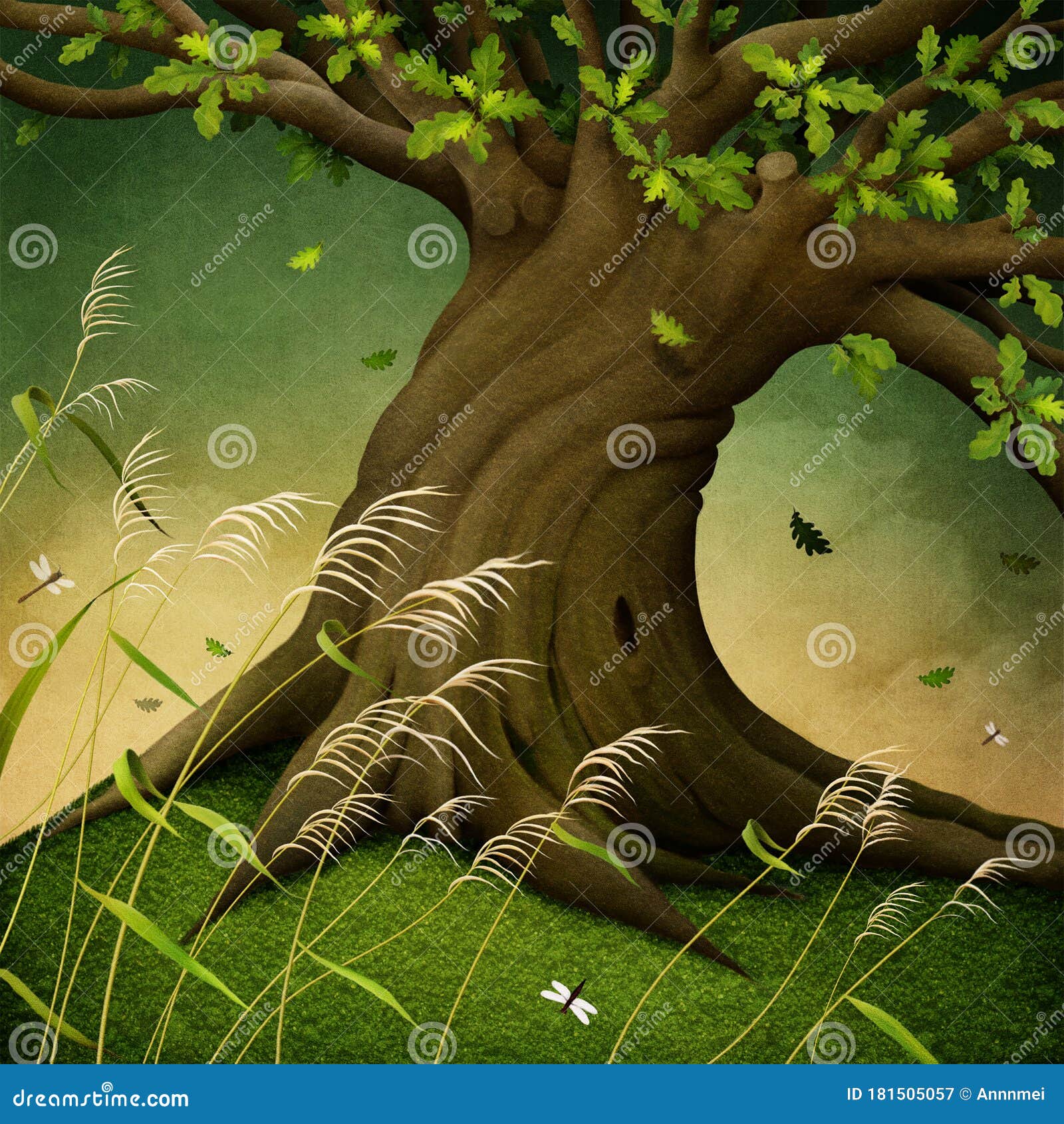 Oak and Reed stock illustration. Illustration of concept - 181505057