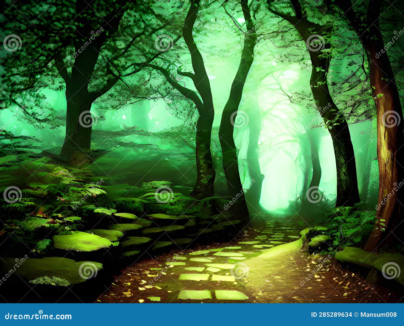 Fantasy Fairy Tale Landscape with a Magical Forest. Illustration, Ai ...