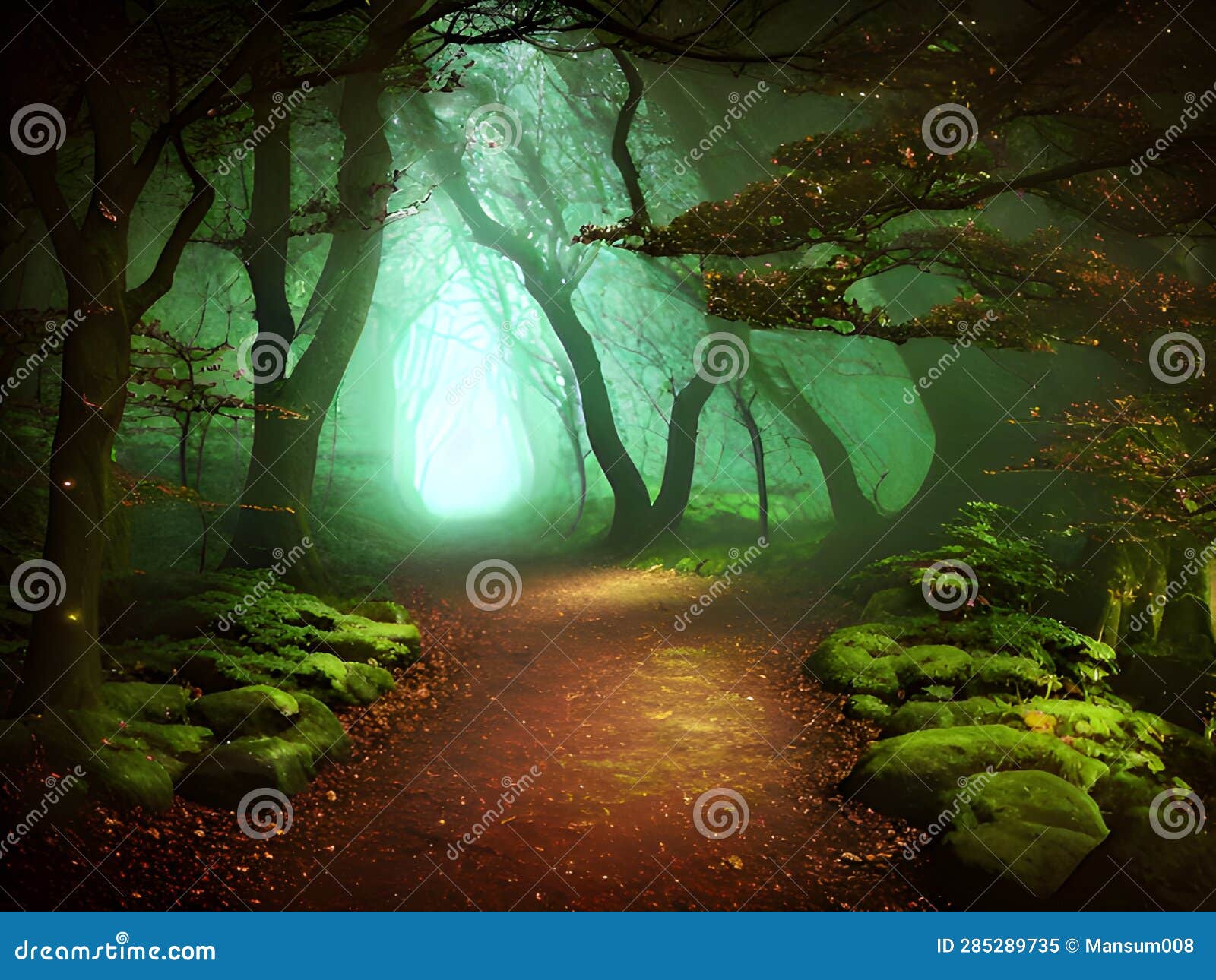 Fantasy Fairy Tale Landscape with a Magical Forest. Illustration, Ai ...