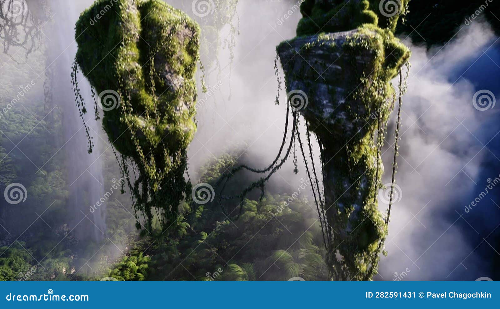 Fantasy Fairytale Flying Rocks . Realistic 4k Animation. Stock Video ...