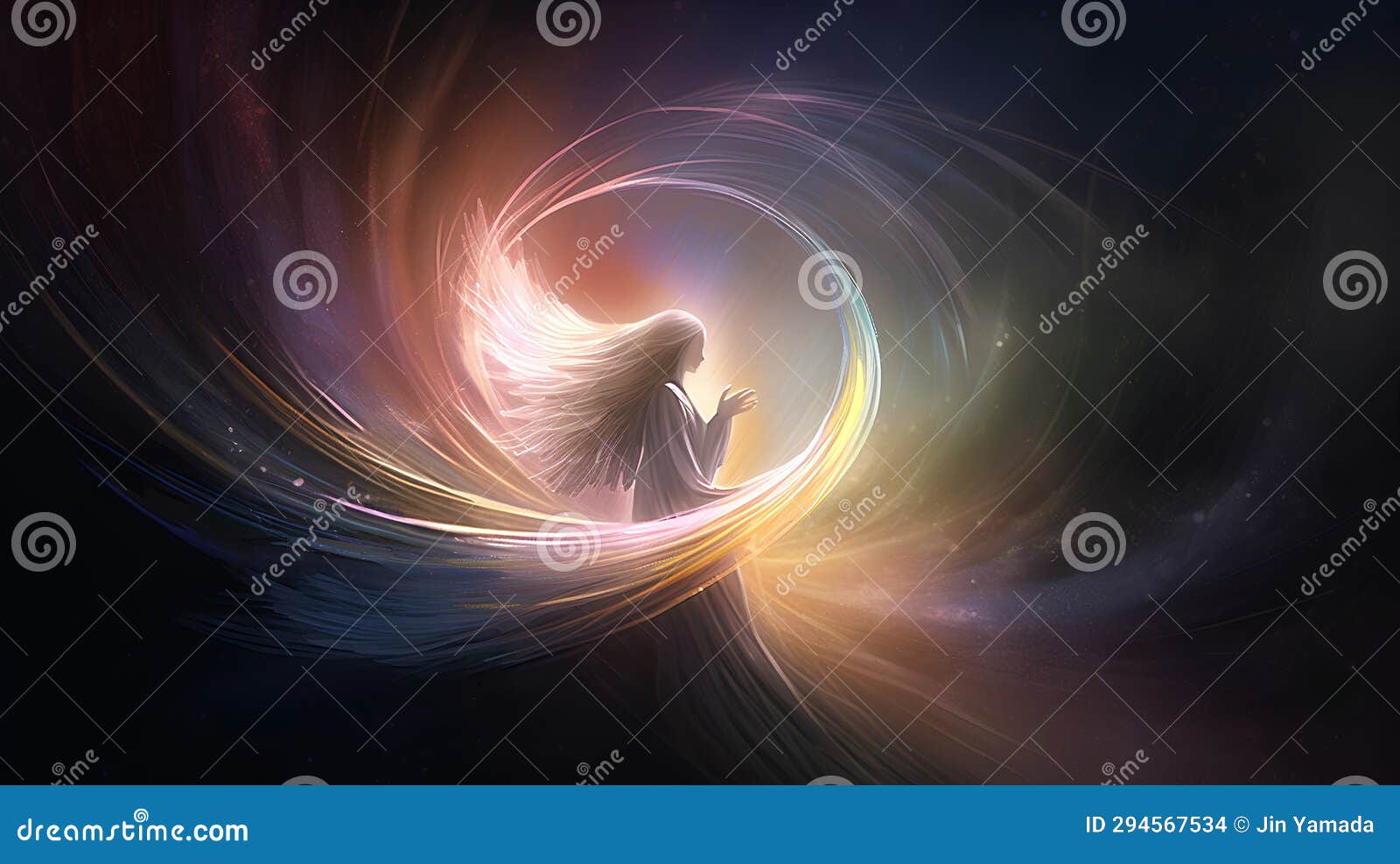Fantasy Female Angel in the Rays of Light. 3D Rendering Stock ...