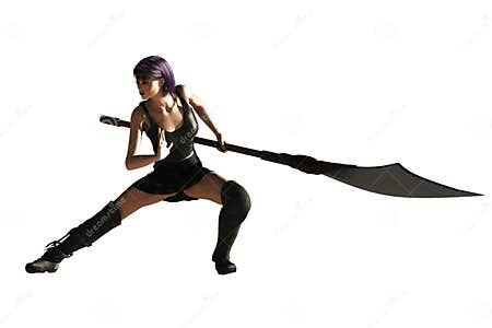 Fantasy Female Ninja with Glaive Stock Photo - Illustration of female ...