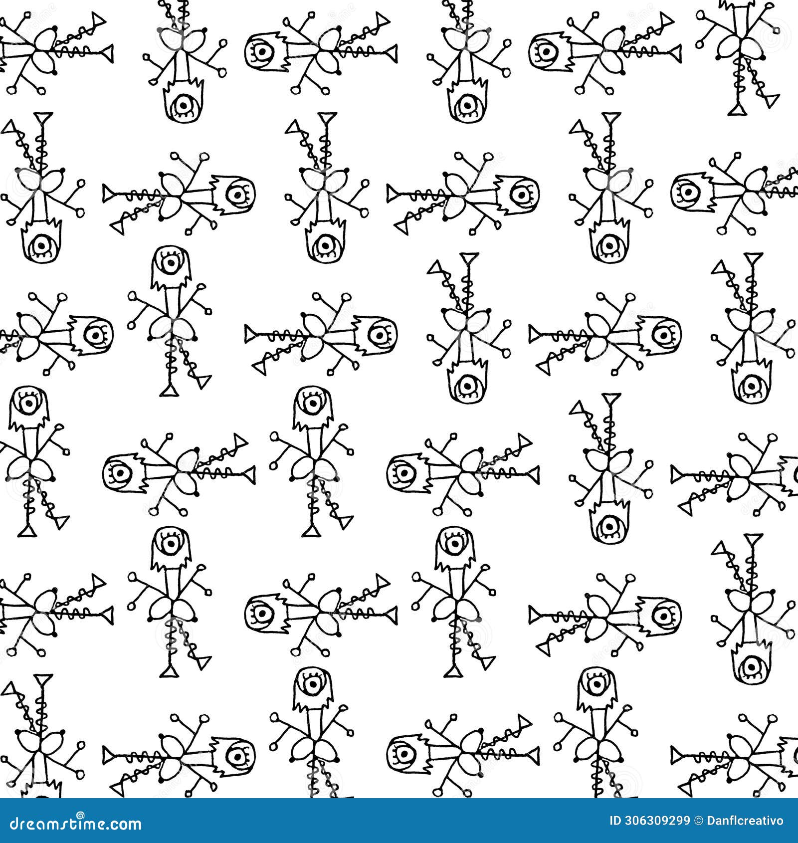 Fantasy Female Robot Linear Drawing Motif Pattern Stock Illustration ...
