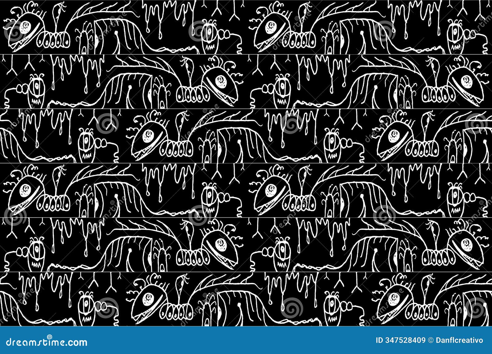 Fantasy Figurative Composition Hand Drawn Illustration Motif Pattern ...