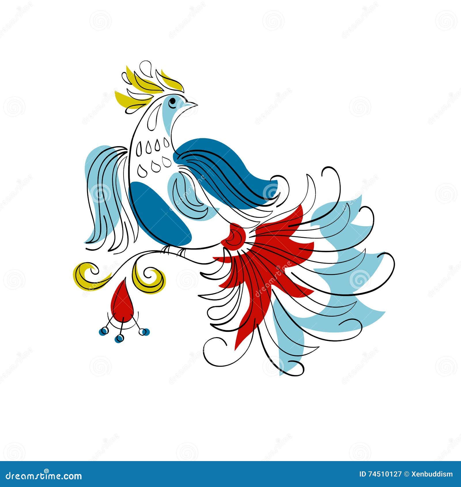 Fantasy Firebird in Russian Ornamental Style Stock Illustration ...