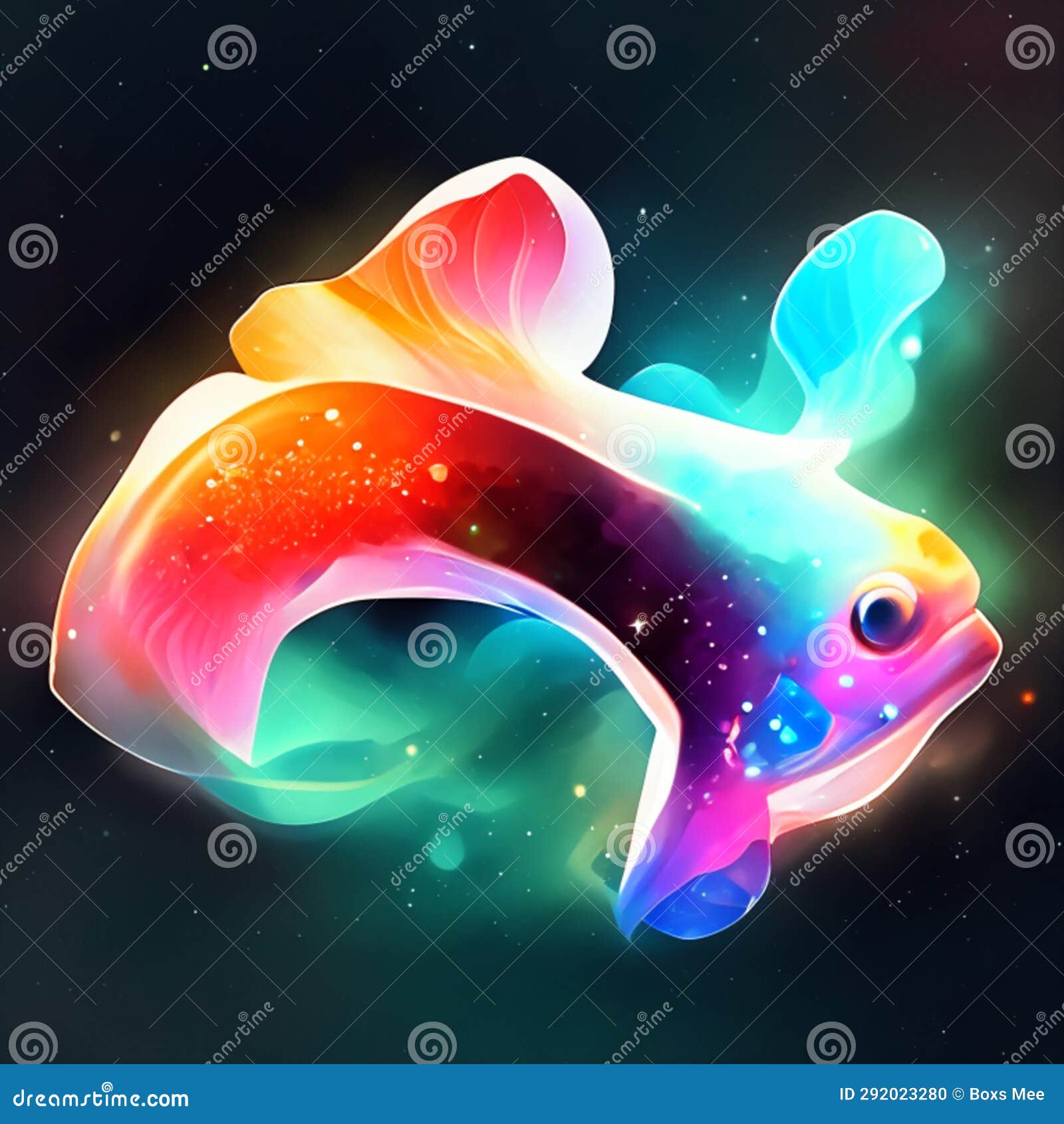Fantasy Fish on a Dark Background. Vector Illustration in Neon Style ...