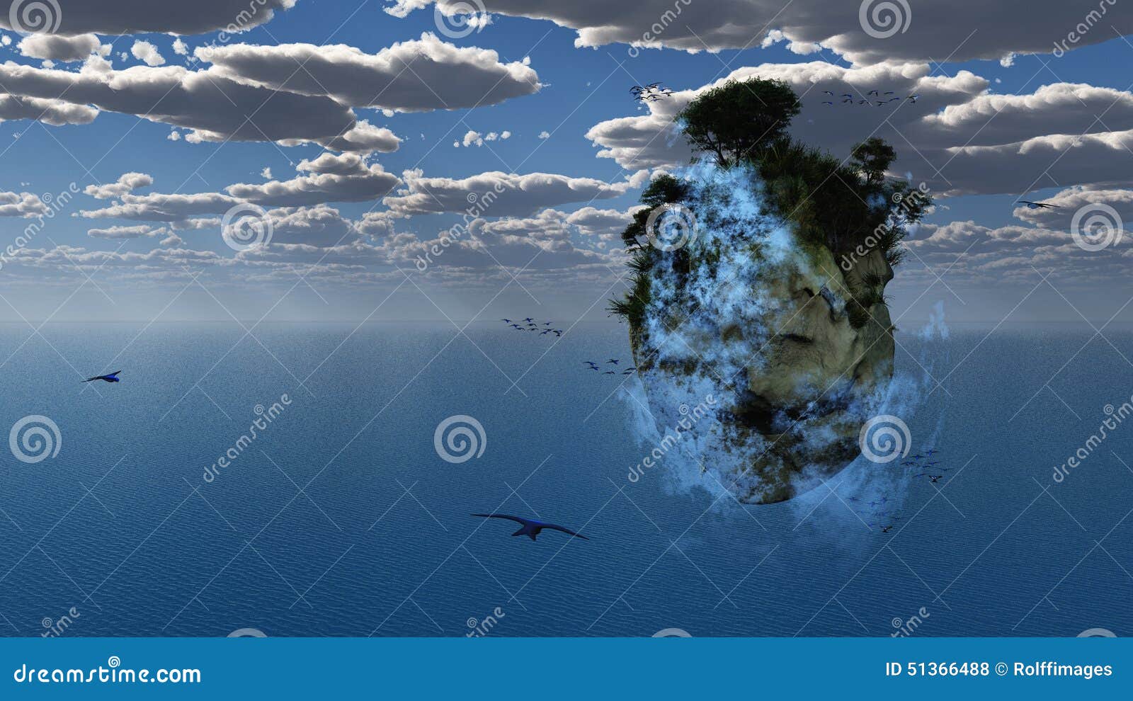 Fantasy Floating Island stock illustration. Illustration of float ...