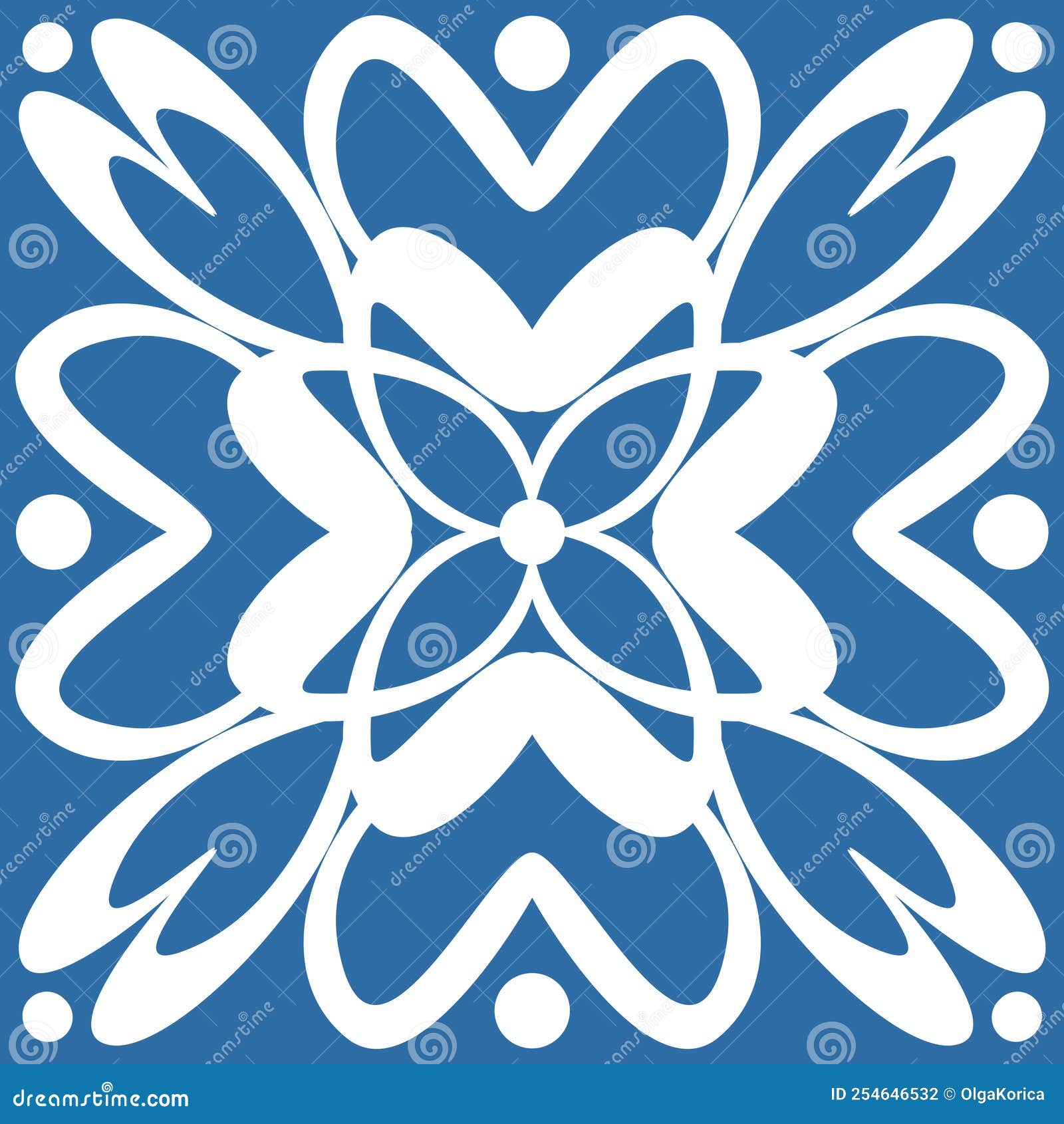 Fantasy Flower Azulejo Tile for Wall, Floor Design, Vector Illustration ...