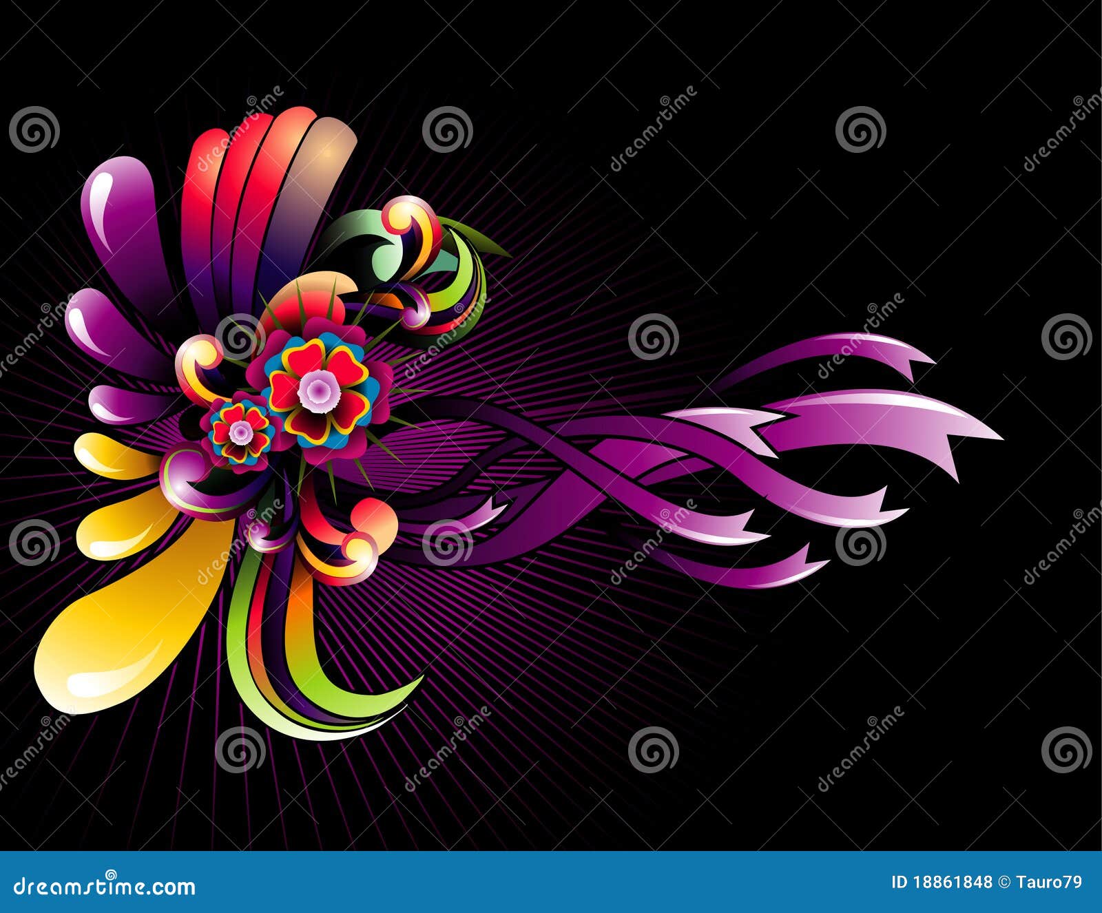 Fantasy Flower Illustration Stock Vector - Illustration of butterfly ...