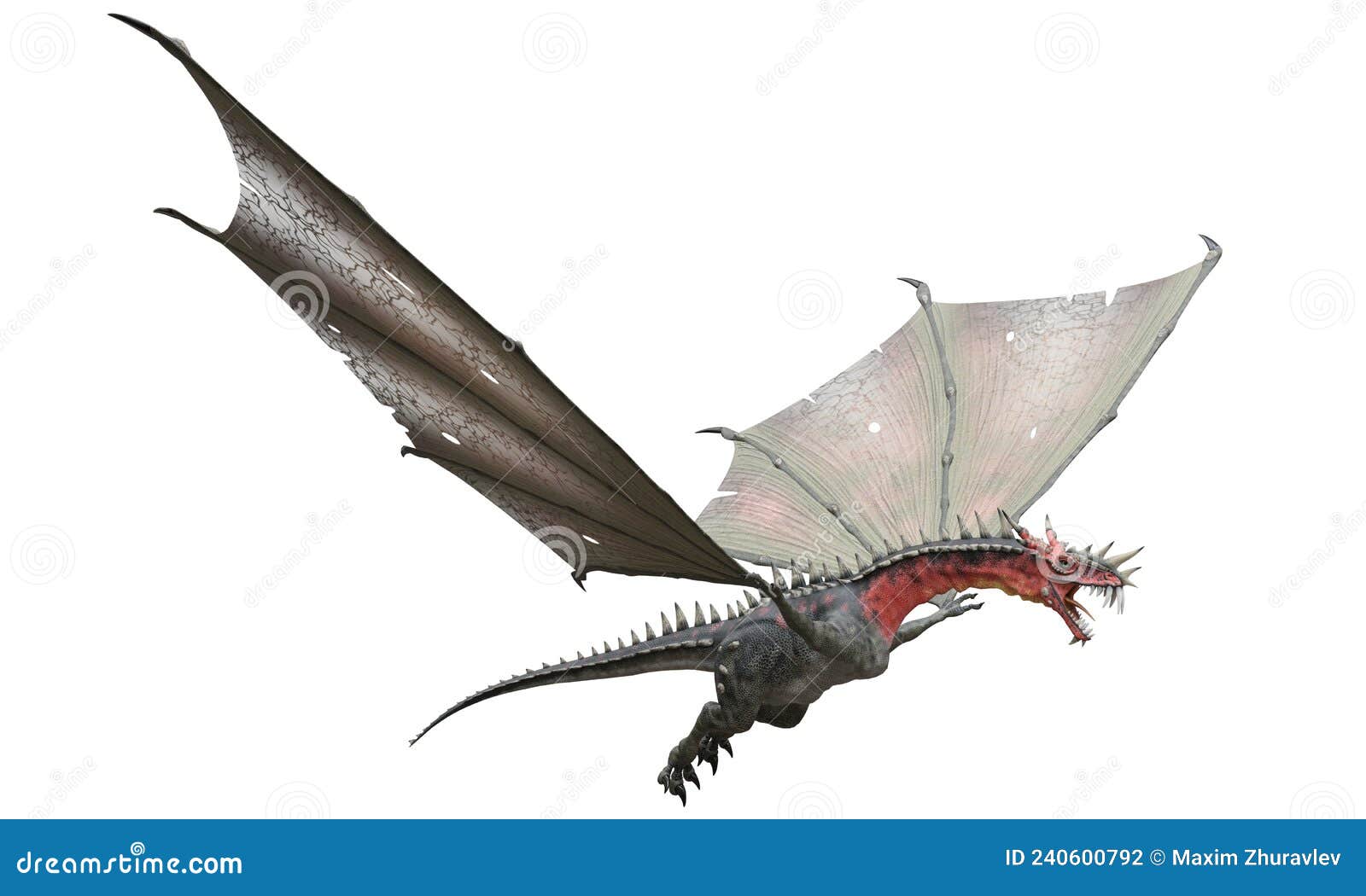 Fantasy Flying Dragon Isolated on White 3d Illustration Stock ...