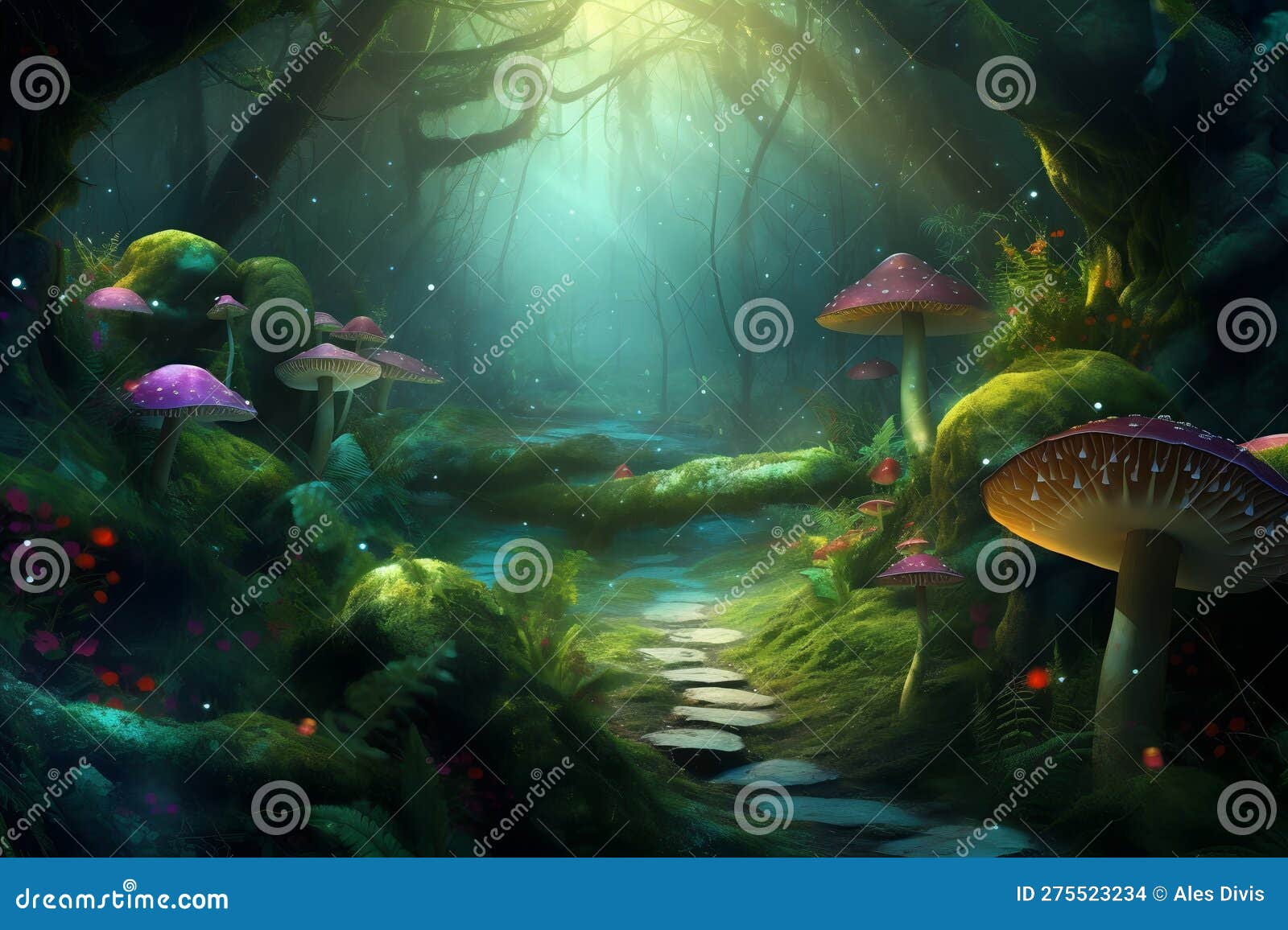 Fantasy Magical Forest Landscape. Stock Photo - Image of enchanted ...