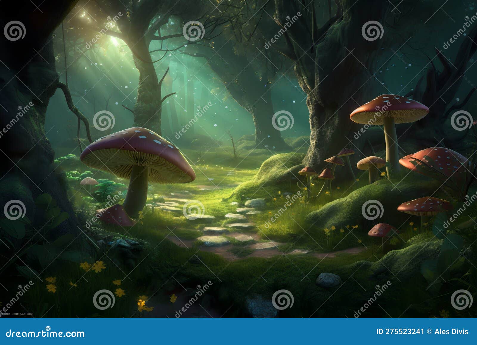 Fantasy Magical Forest Landscape. Stock Image - Image of dreamy ...