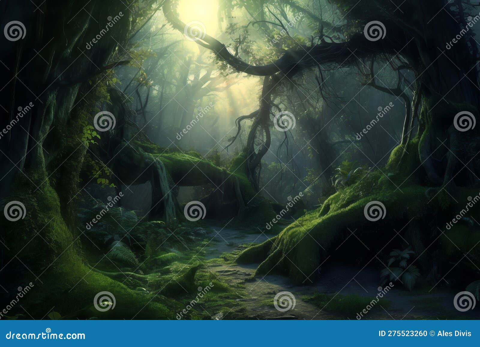 Fantasy Magical Forest Landscape. Stock Photo - Image of landscape ...
