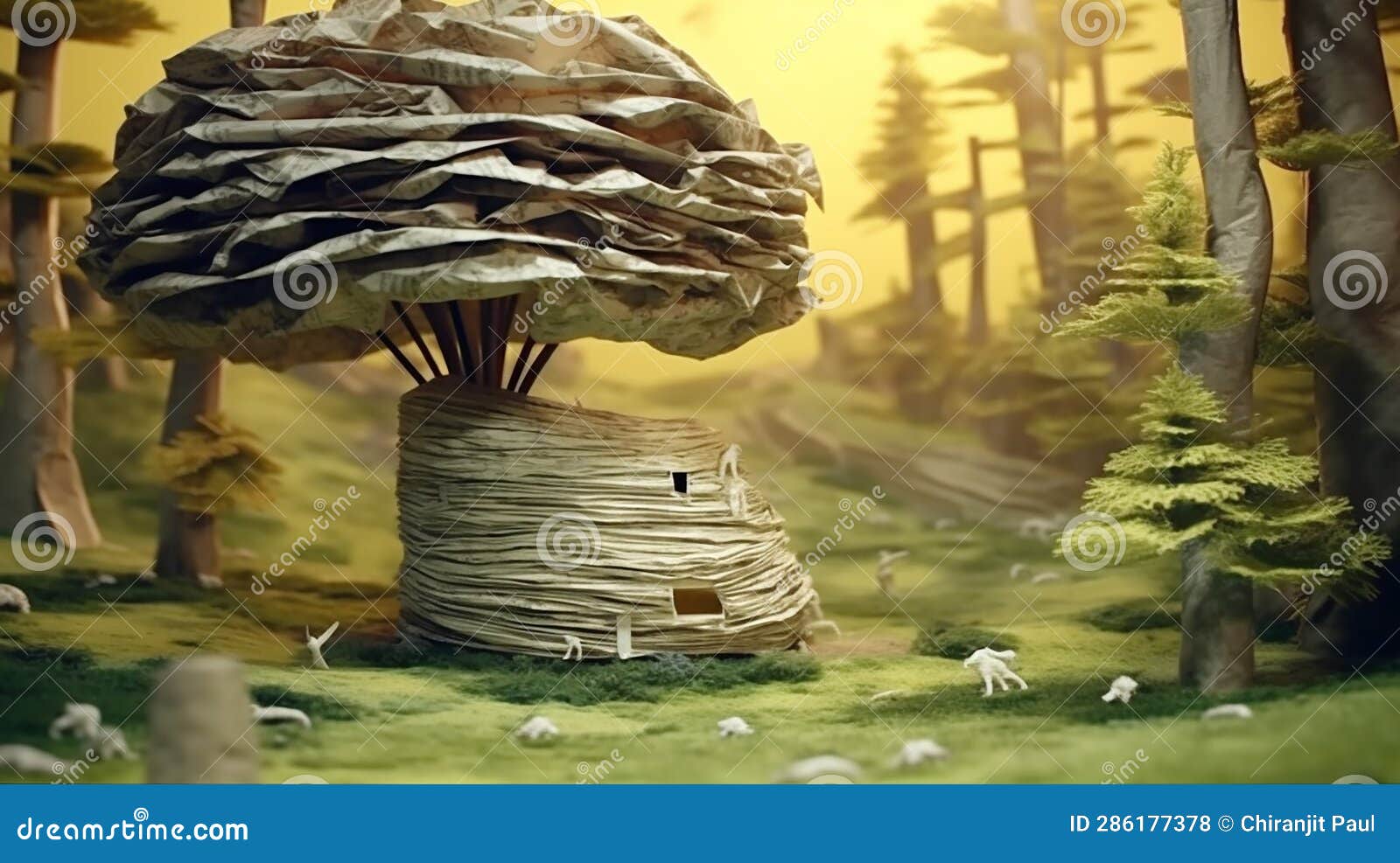 Fantasy Forest with Paper, Natural Forest Paper Tree , Old Newspaper ...