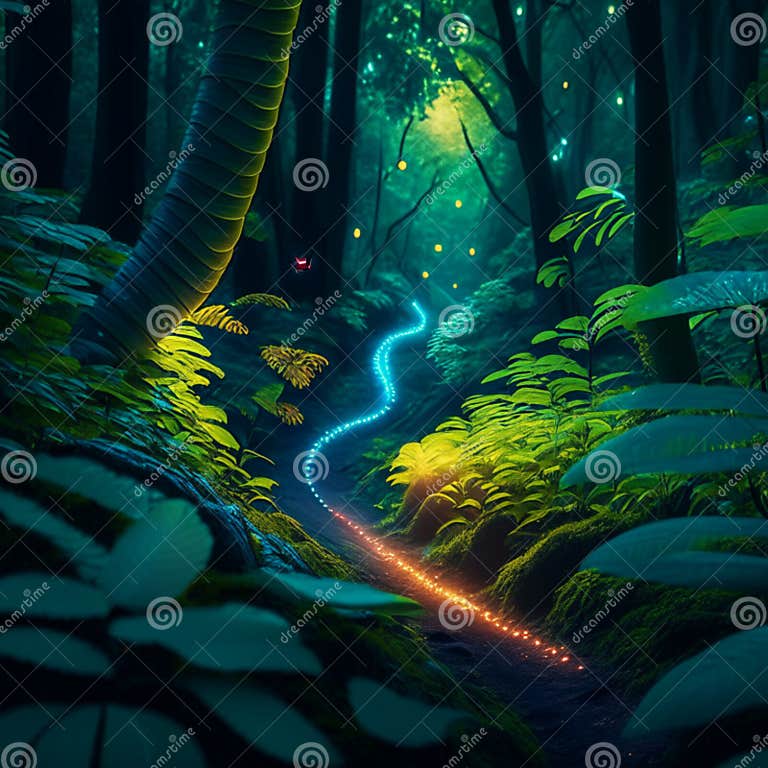 Fantasy Forest with a Path through the Forest. 3d Rendering Generative ...