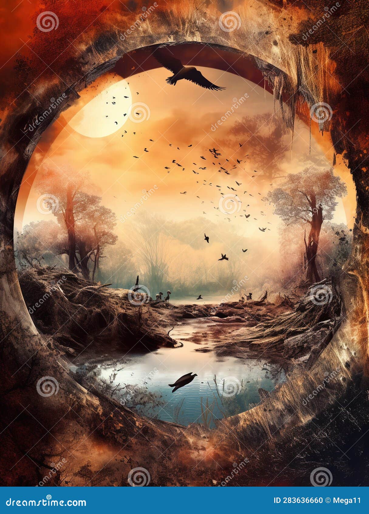 Generative AI: Fantasy Forest with Path Way through Dense Trees Stock ...