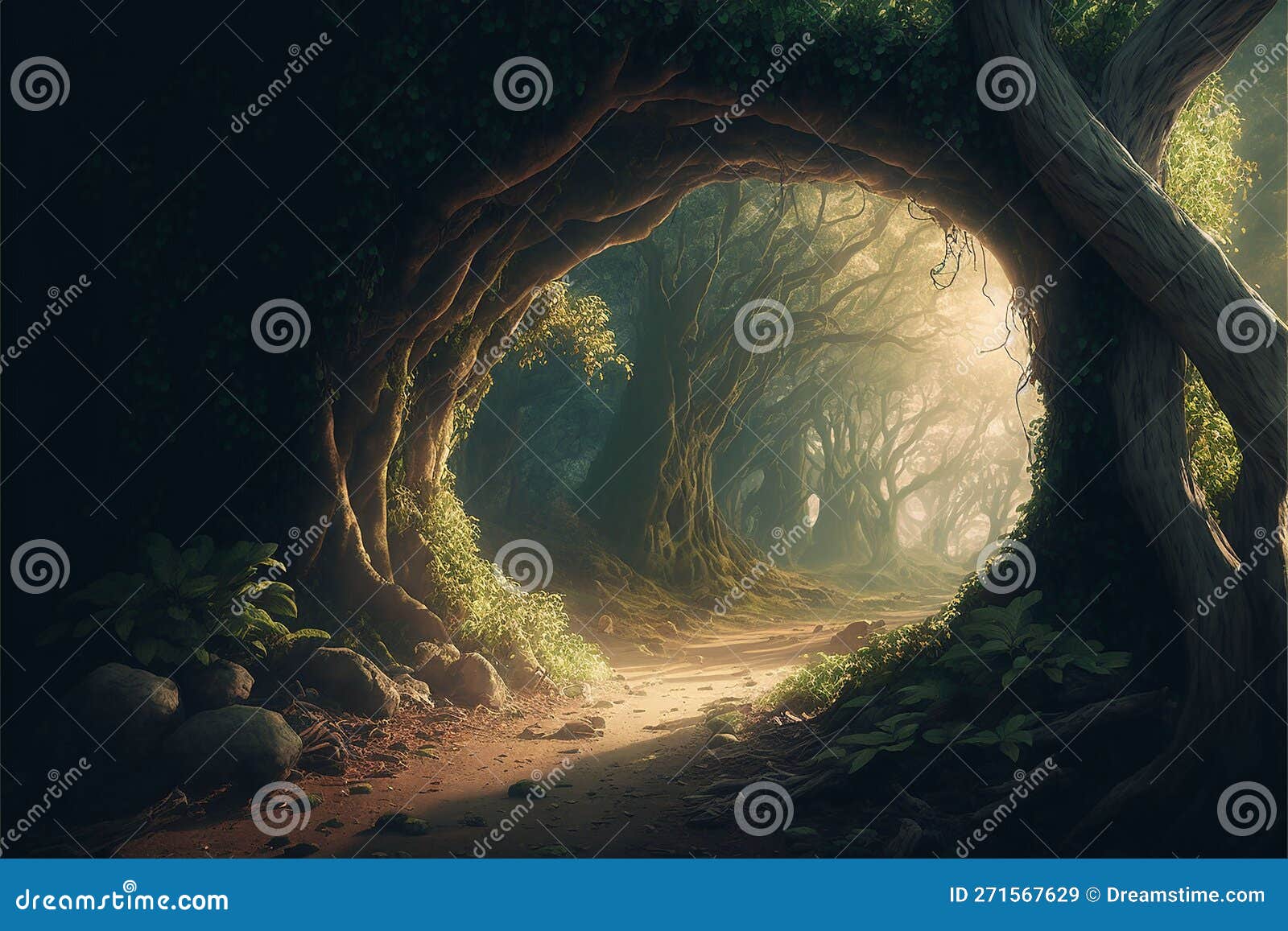 Fantasy Forest Pathway AI Generated Stock Illustration - Illustration ...