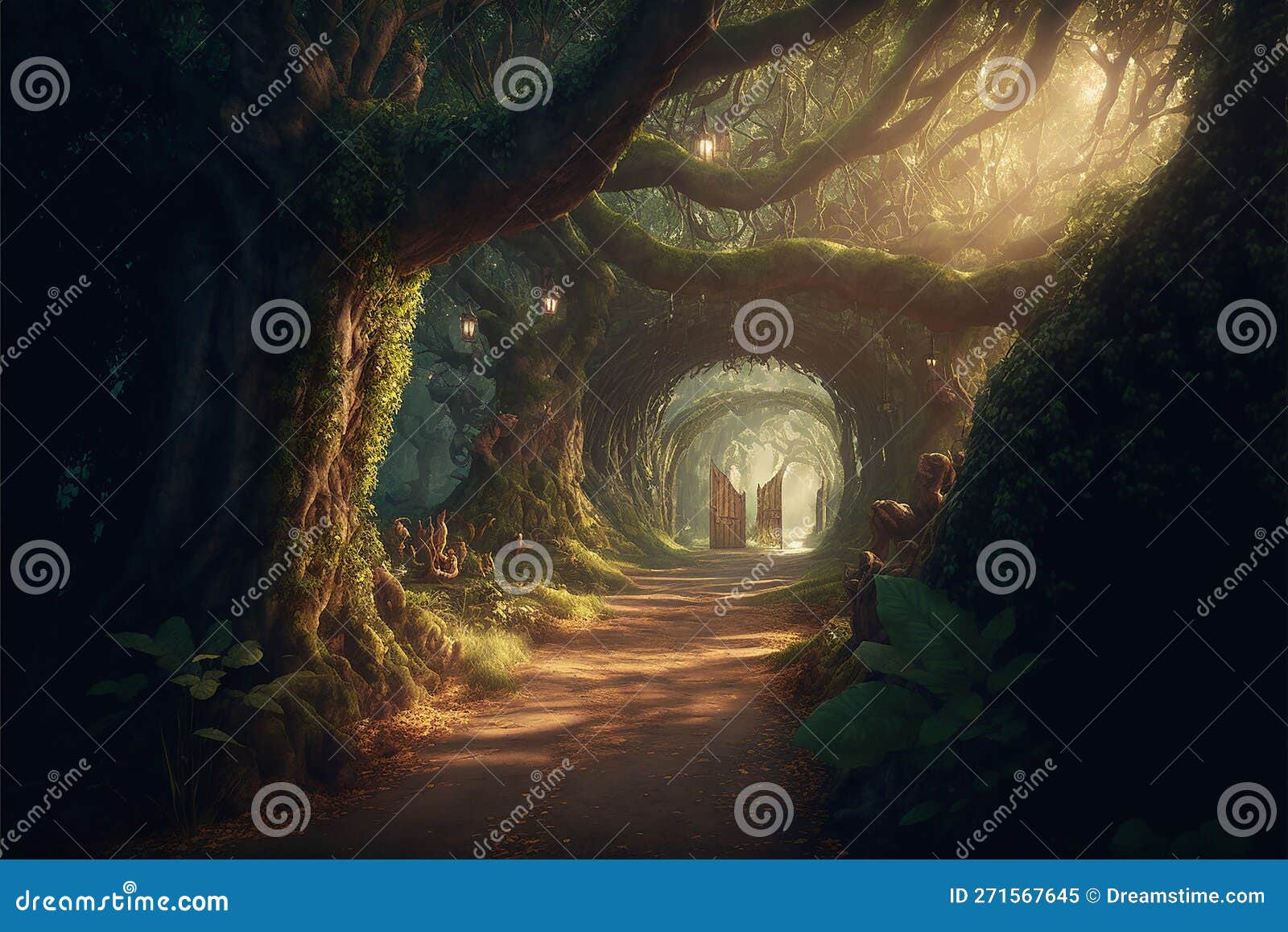 Fantasy Pathway In An Enchanted Colorful Forest Royalty-Free Stock ...