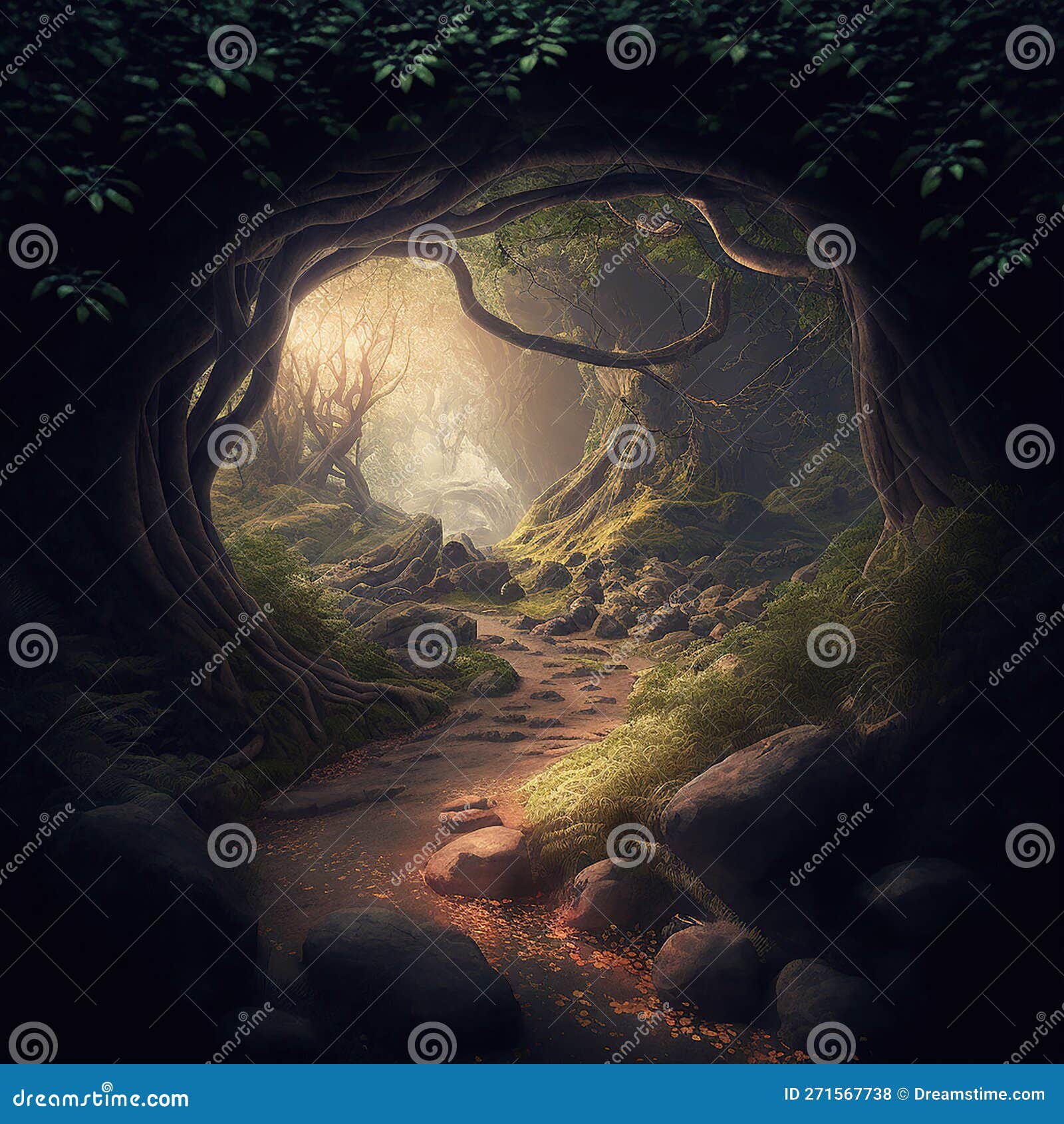 Fantasy Forest Pathway AI Generated Stock Illustration - Illustration ...