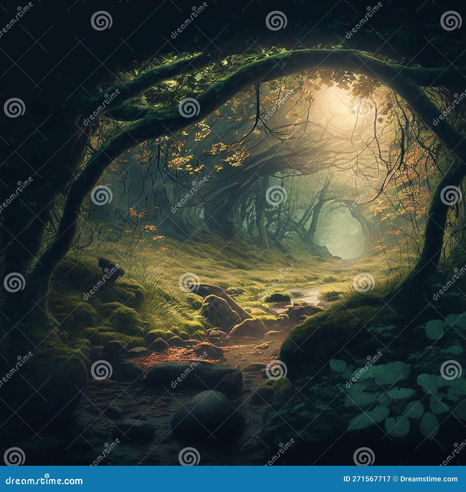 Fantasy Pathway In An Enchanted Colorful Forest Royalty-Free Stock ...