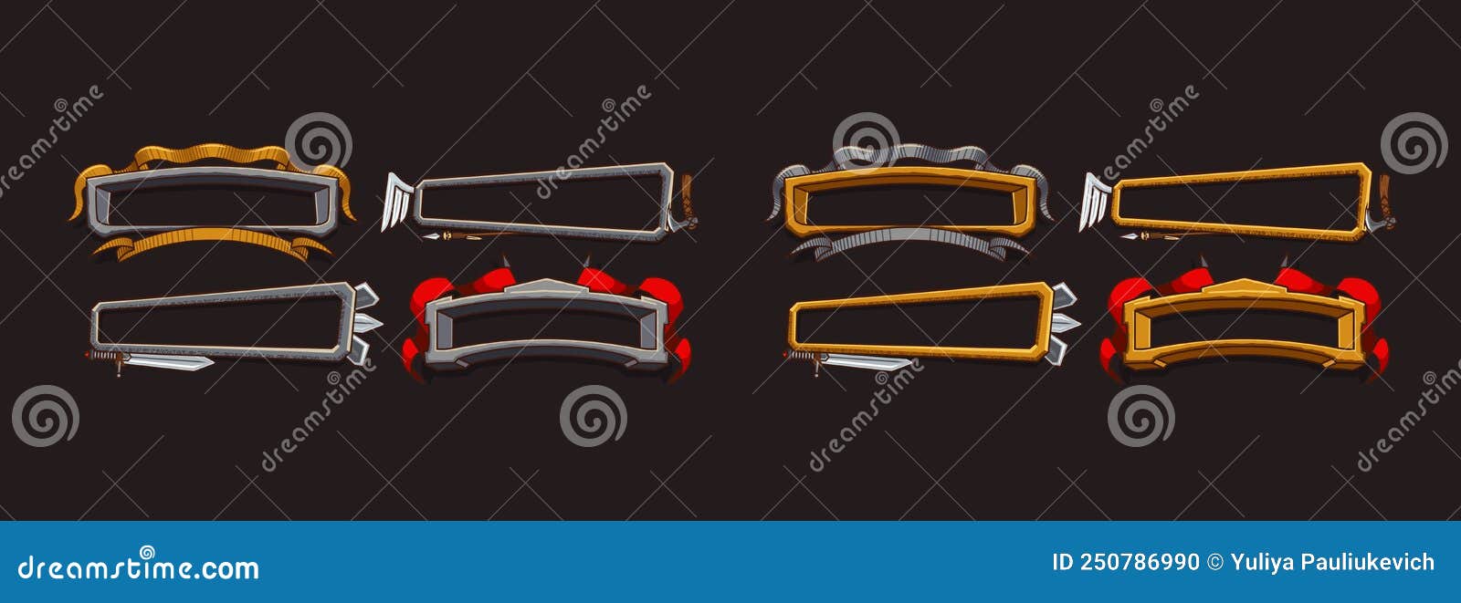 Fantasy Frames with Medieval Weapon for Rpg Game Stock Vector ...