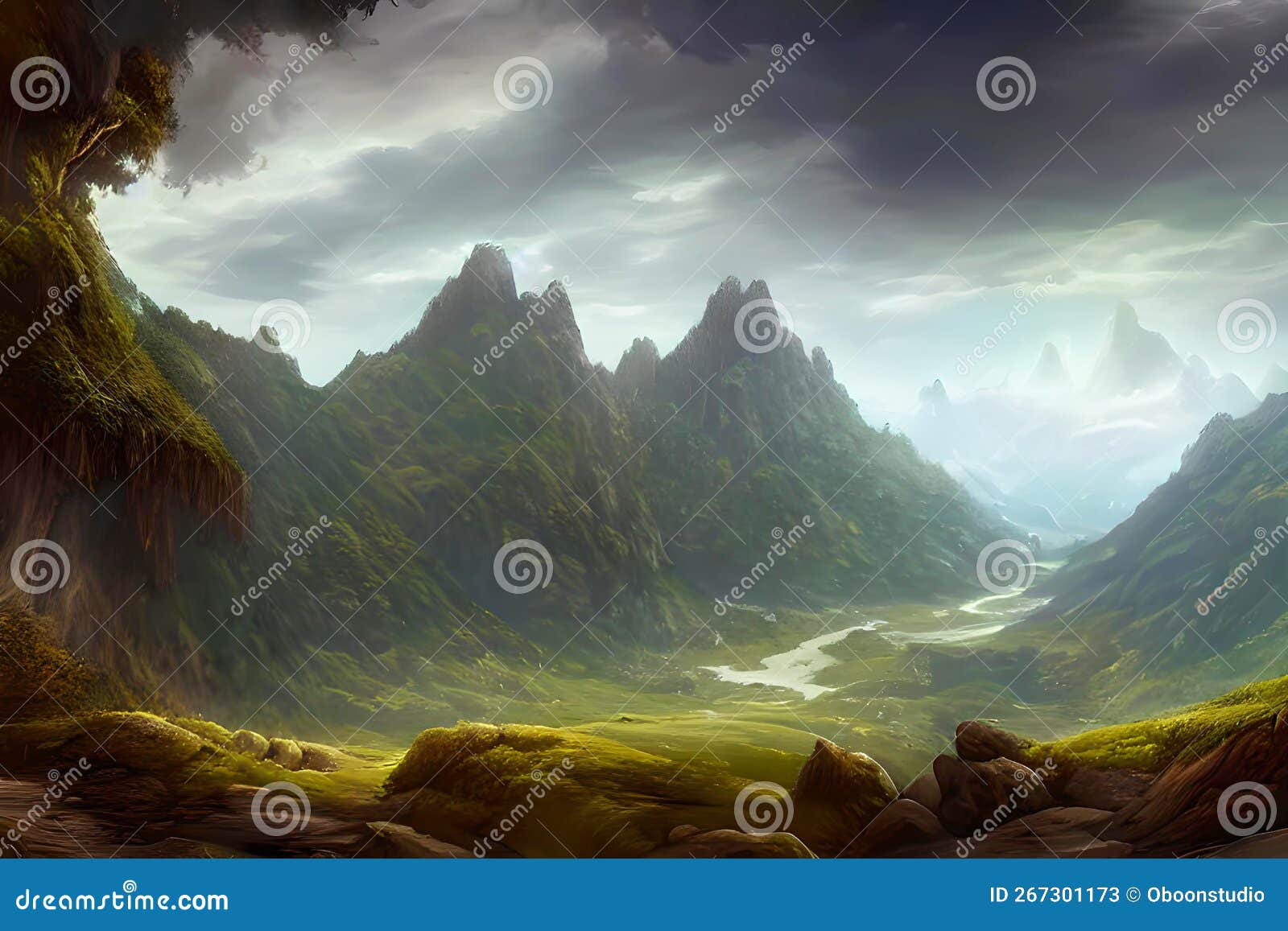 Fantasy Frontier and Forest.Generative AI Stock Illustration ...