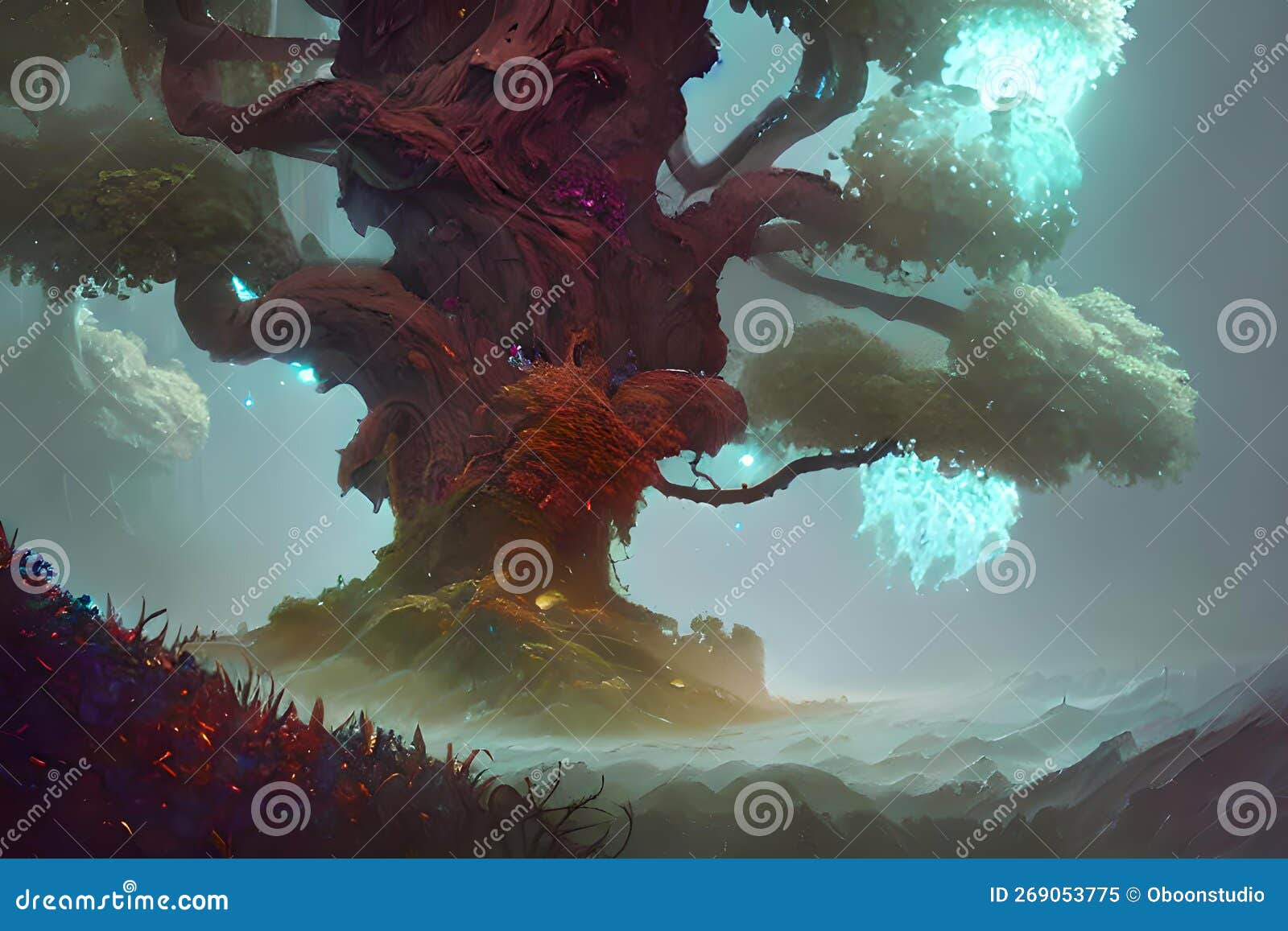 Fantasy Frontier and Forest.Generative AI Stock Illustration ...
