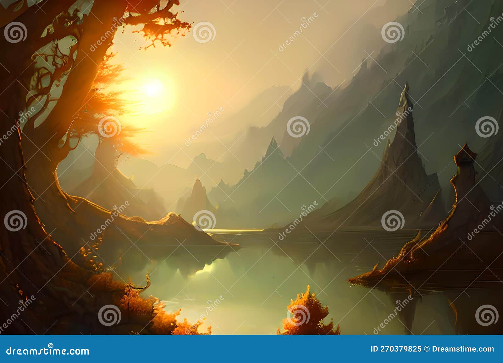 Fantasy Frontier.Generative AI Stock Illustration - Illustration of ...