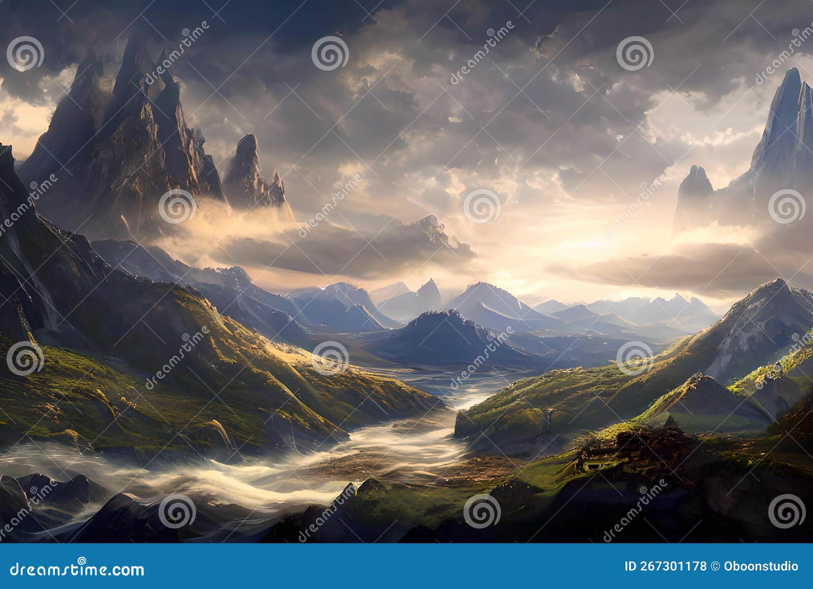 Fantasy Frontier Sky and Cloud Forest.Generative AI Stock Illustration ...