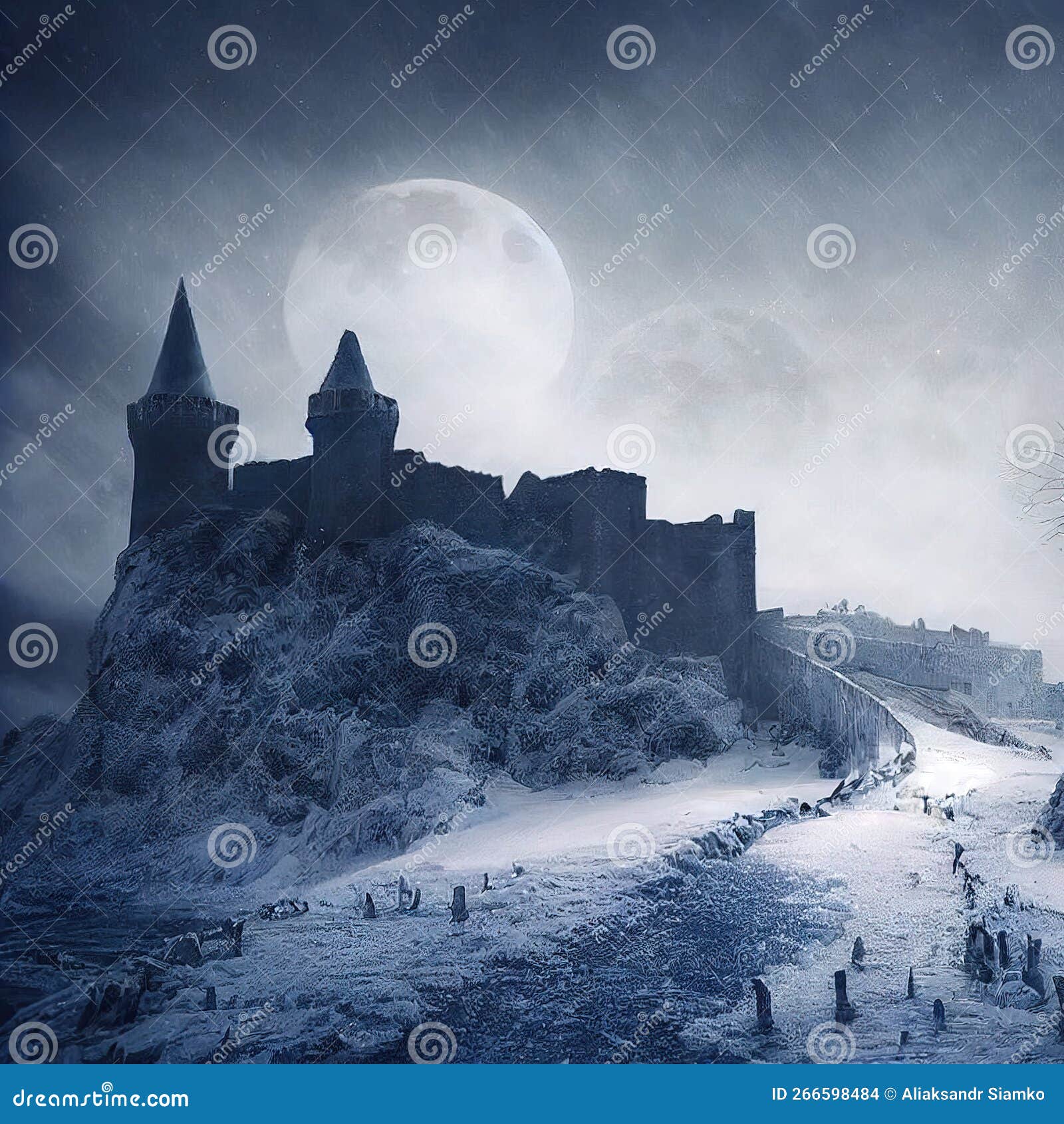 Fantasy Frozen Castle - Digital Illustration Stock Illustration ...