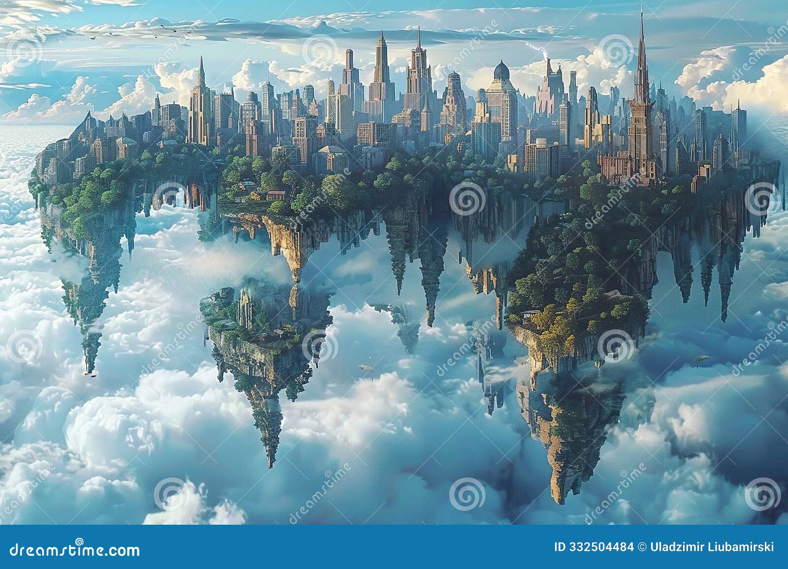 Fantasy Futuristic Background with Images of Parallel Worlds. Generated ...