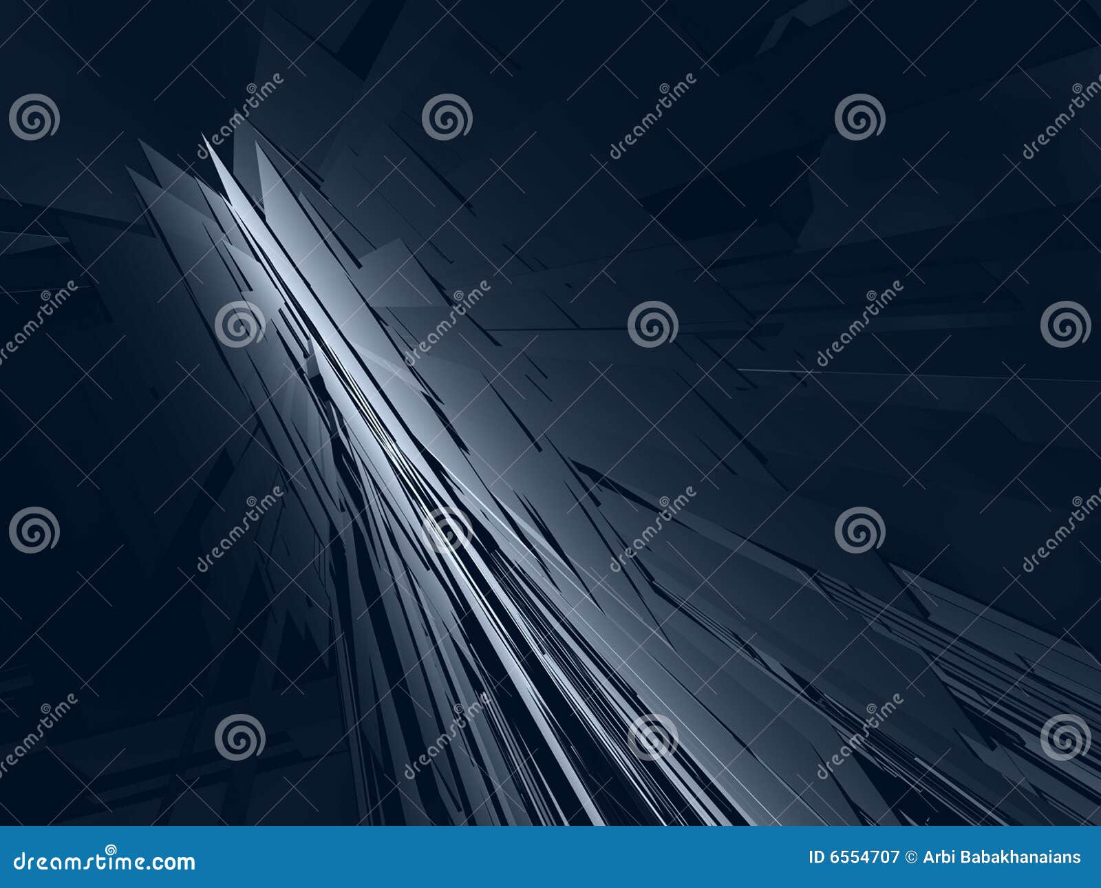 Fantasy Futuristic Constructions in a Dark Scene Stock Illustration ...