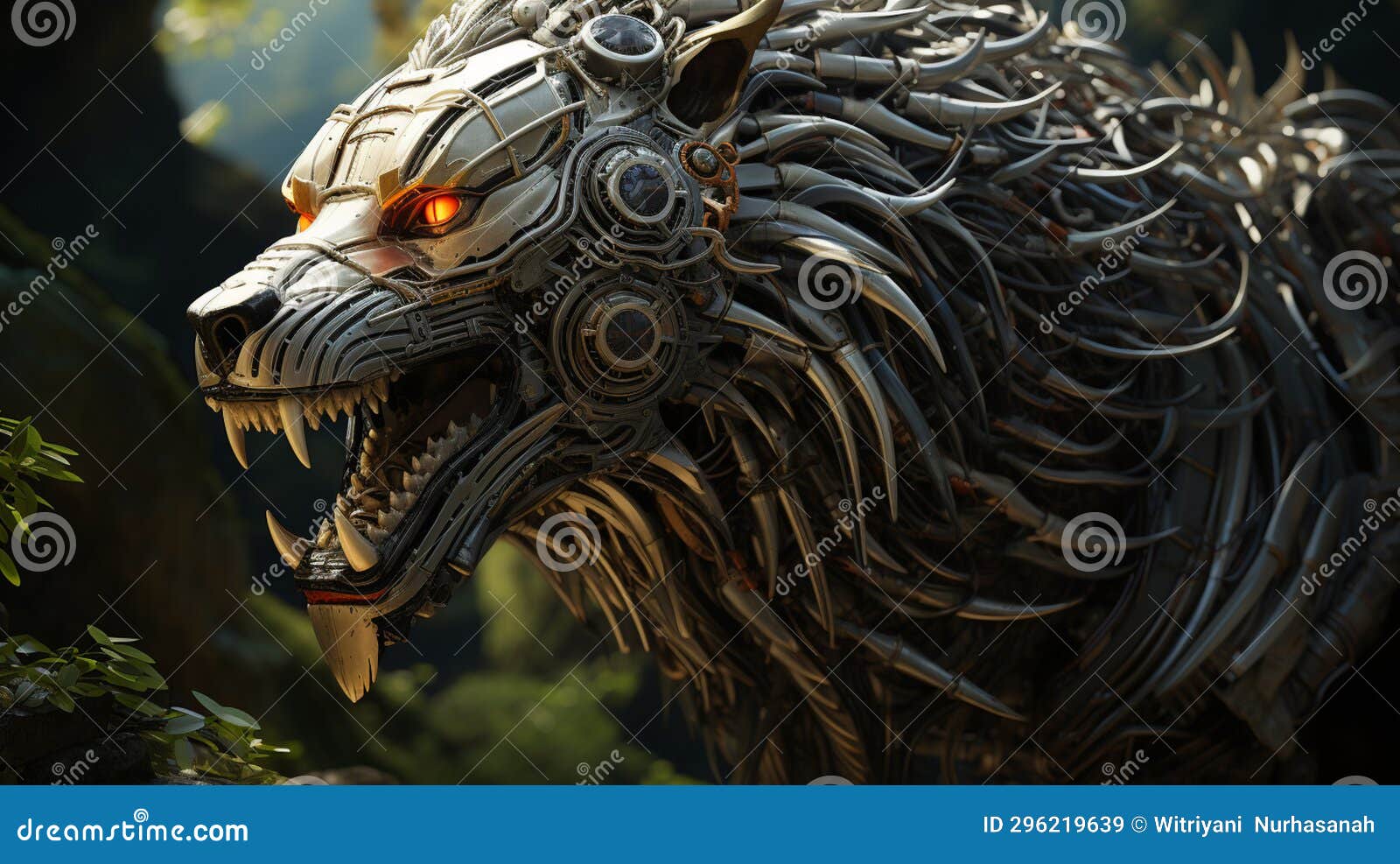 Fantasy Futuristic Dog. Beaded Mad Dog on the Fantasy Forest Stock ...