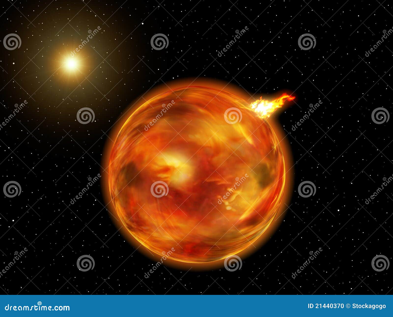 Fantasy Galaxy Planet of Fire Stock Illustration - Illustration of ...