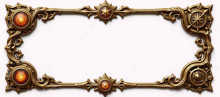 Fantasy Game Border with UI Button Frames Golden Isolated on White ...