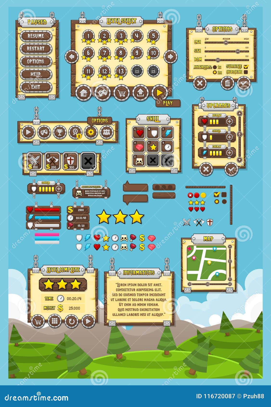 Fantasy Game GUI Set stock illustration. Illustration of metal - 116720087 Fantasy Game GUI Set stock illustration. Illustration of metal - 116720087