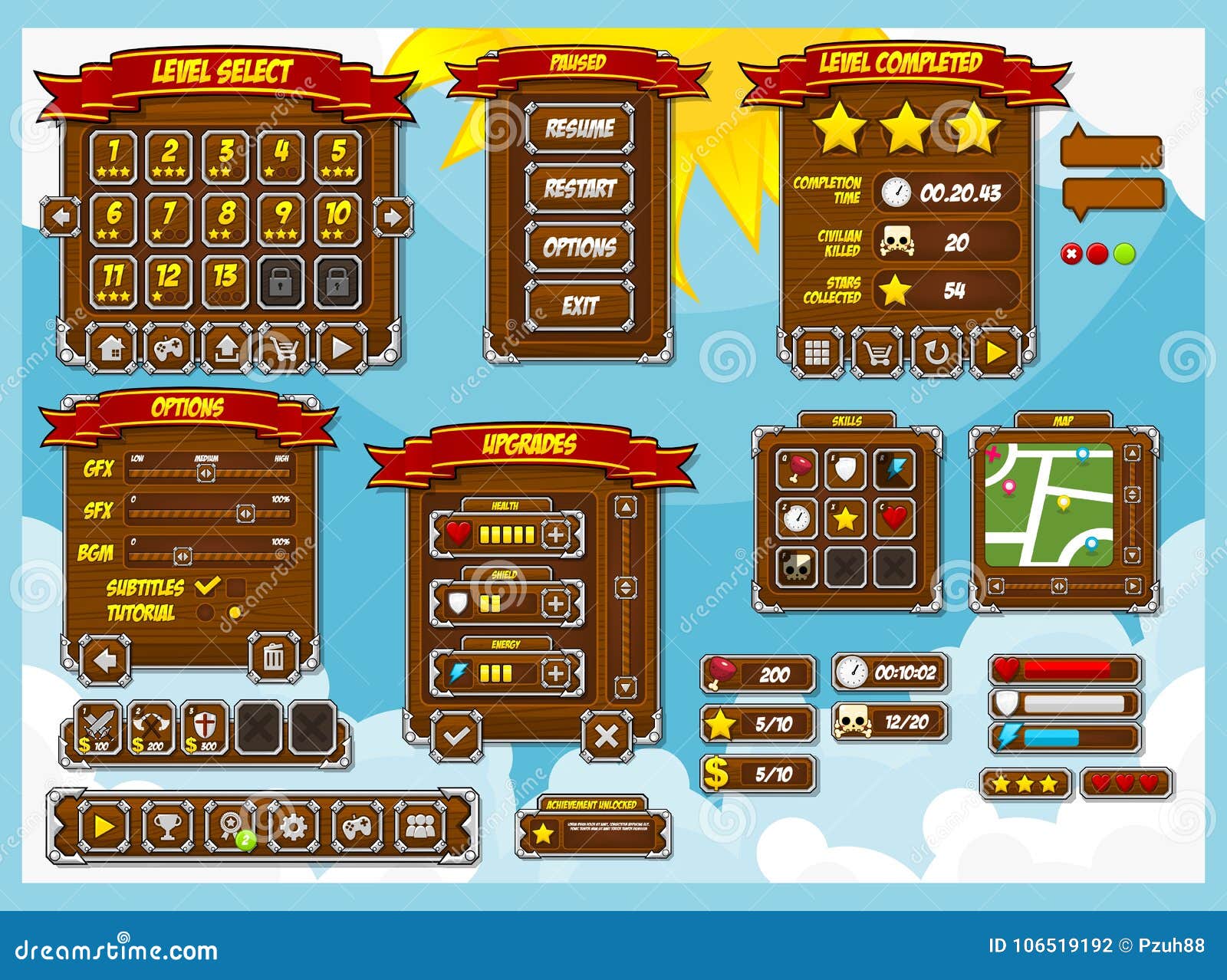 Fantasy Game User Interface Complete Set Stock Vector - Illustration of ...