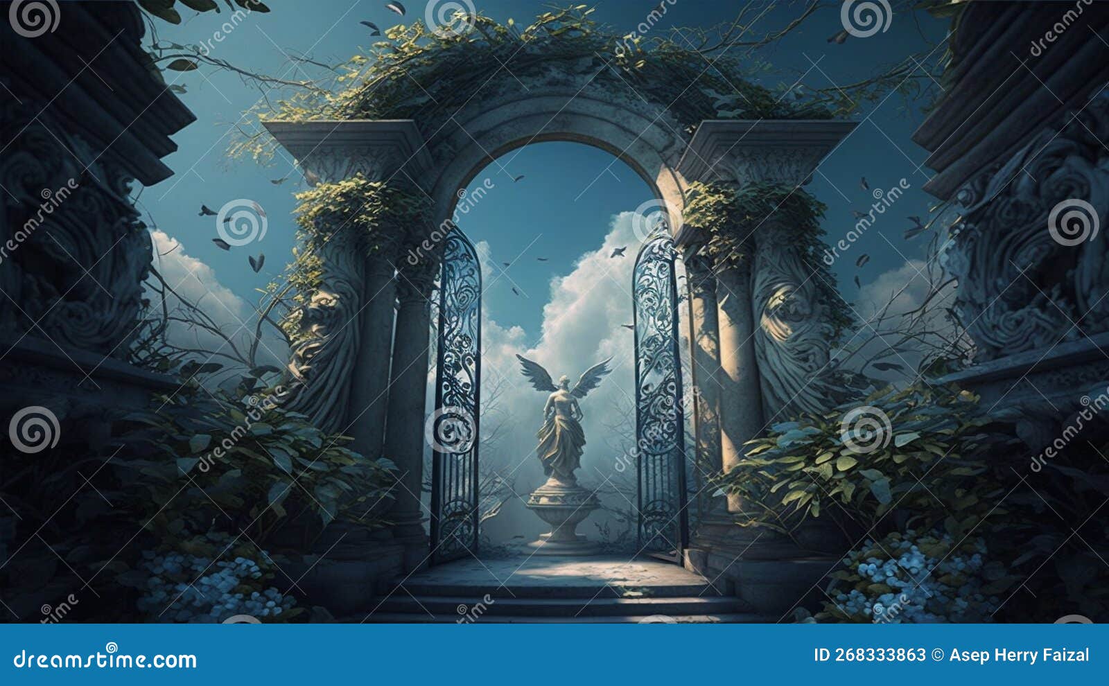 Fantasy Gate With Two Fires Stock Photo | CartoonDealer.com #132462966