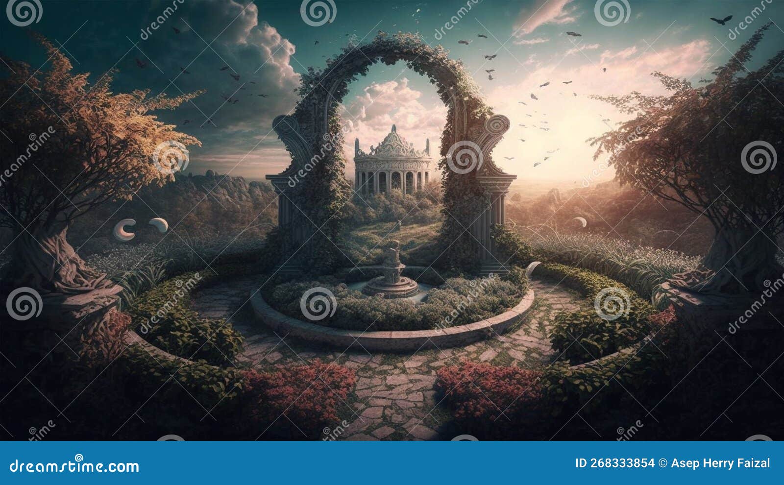 Fantasy Gate With Two Fires Stock Photo | CartoonDealer.com #132462966